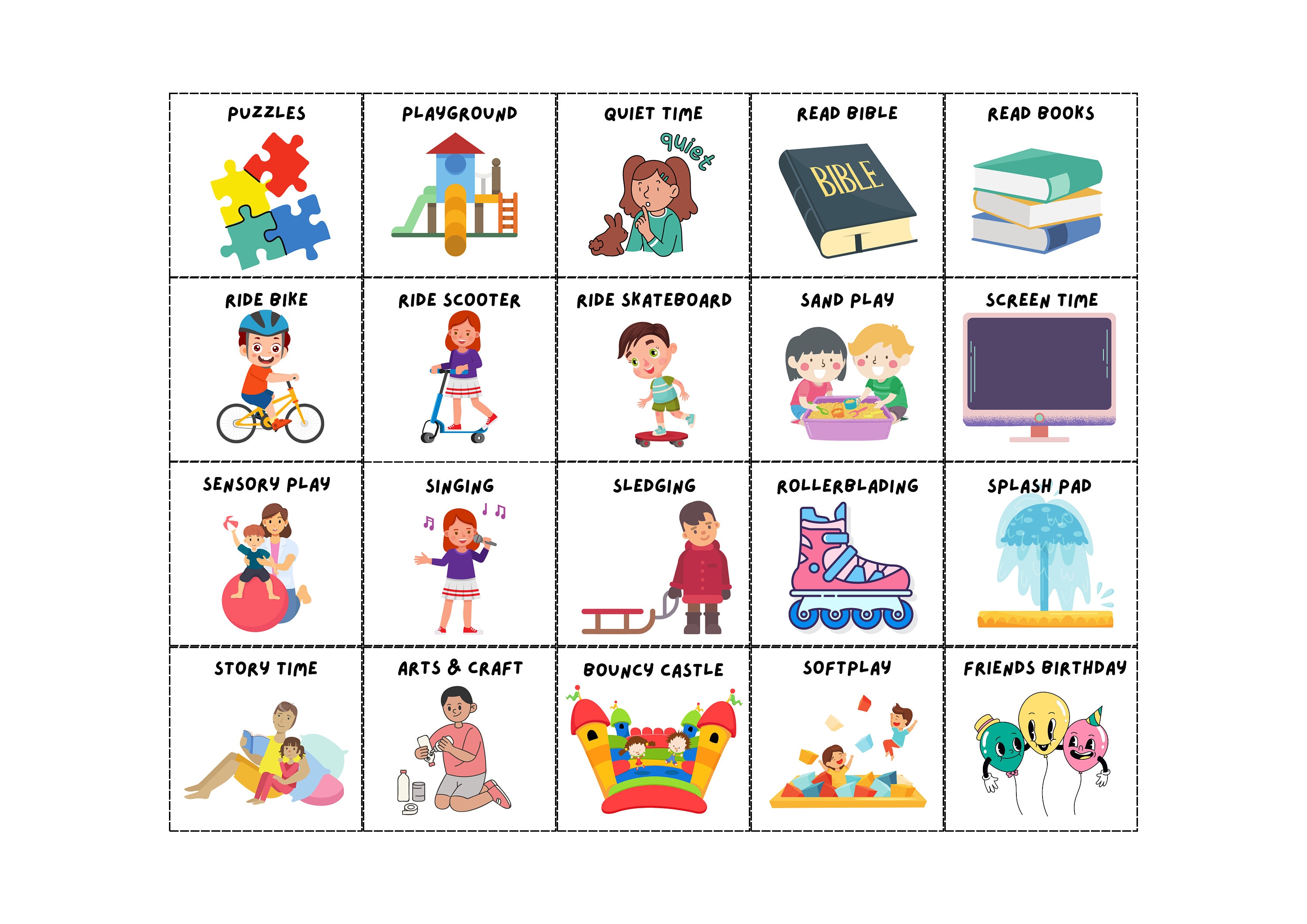 100 Daily Kids Activity Cards I Visual Activity Cards | Toddler ...
