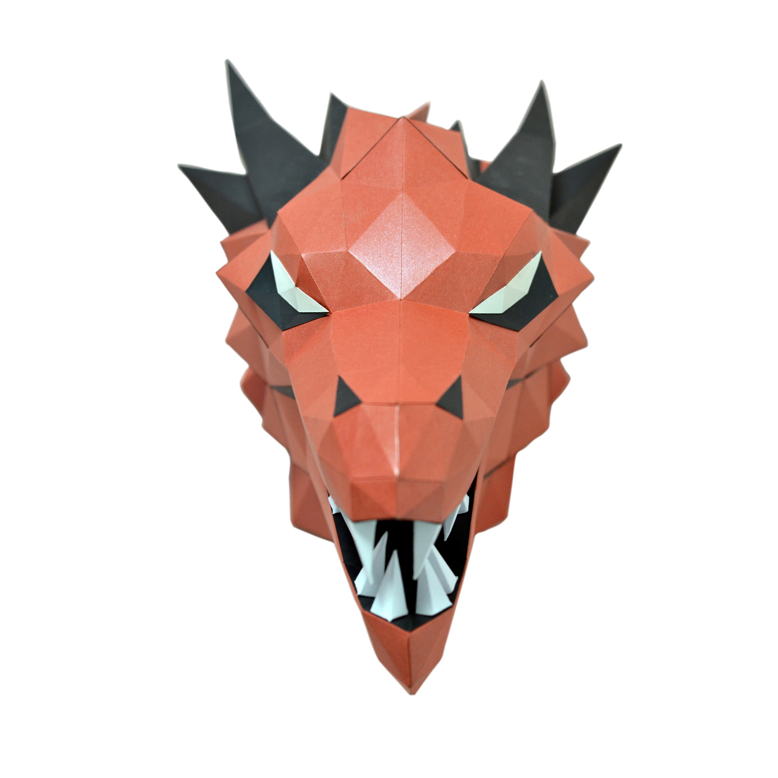 Dragon Head Papercraft Sculpture Pre Cut Kit Polygonal Low Poly Wall ...