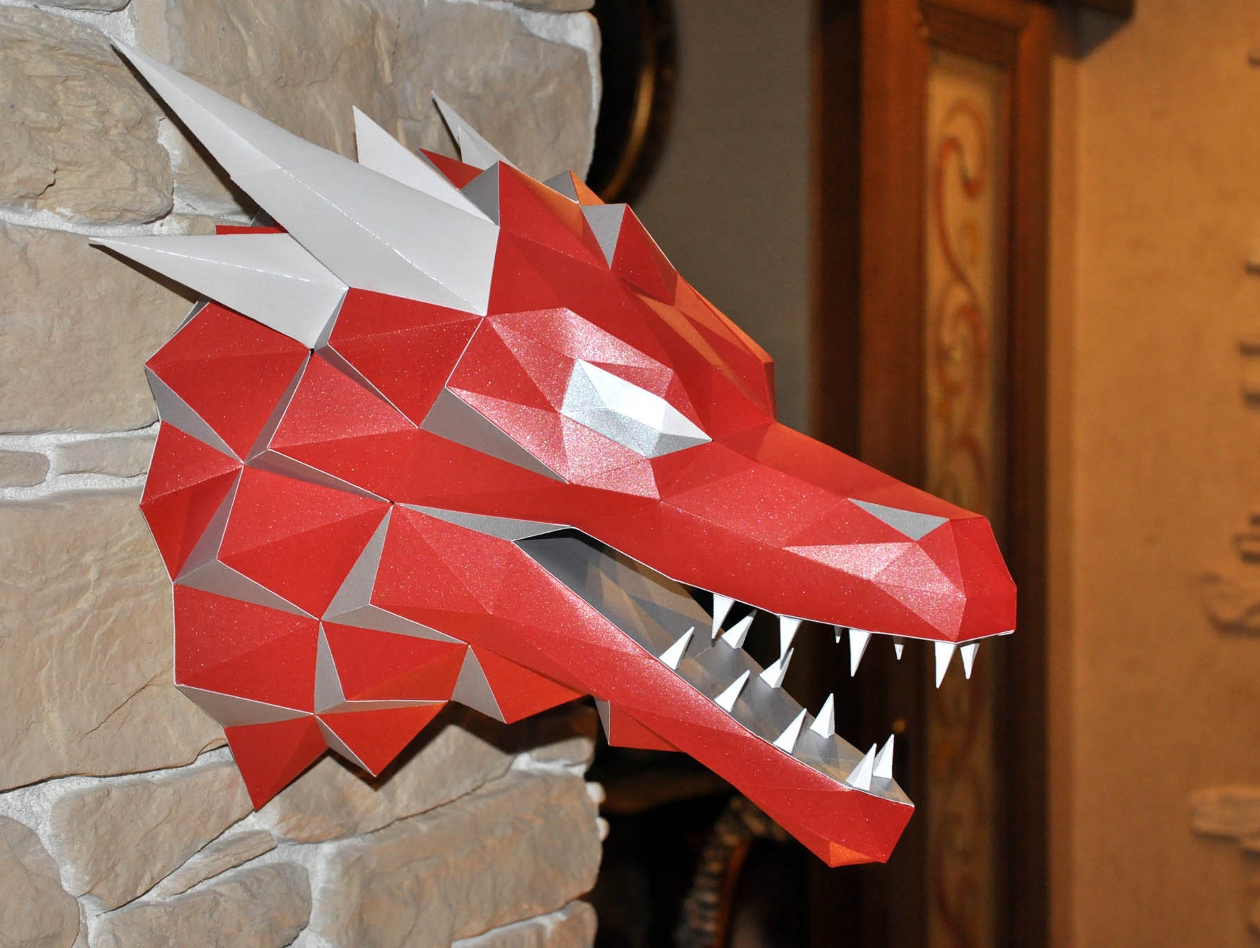 3D dragon head papercraft origami PDF DIY kit for adults / | Etsy