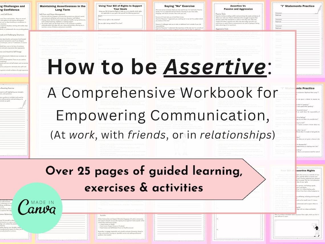 Assertiveness Workbook For Building Confidence And Effective Communication Worksheet Mental