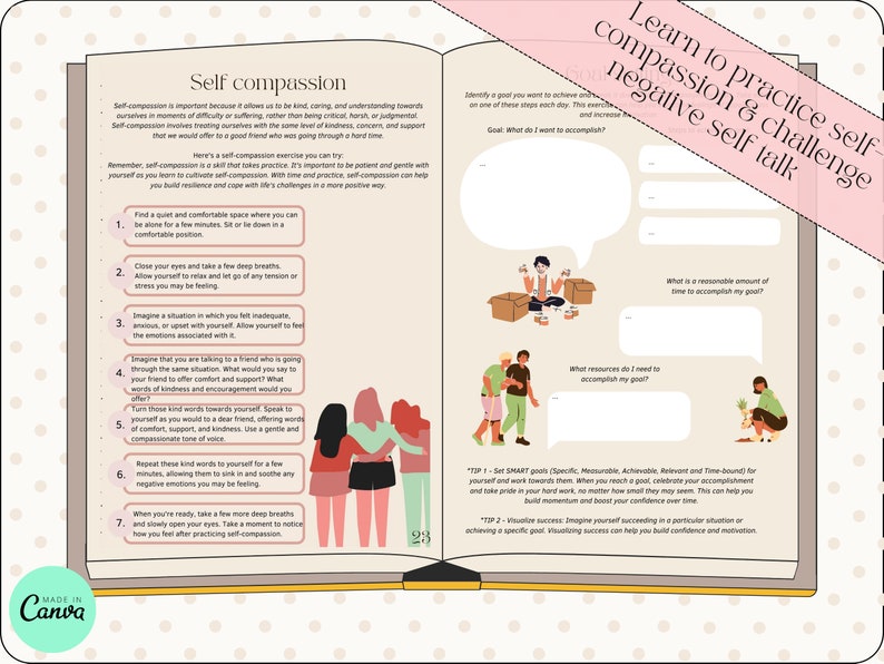 Self Esteem Workbook: Therapy Journal, Positive Affirmations (canva ...