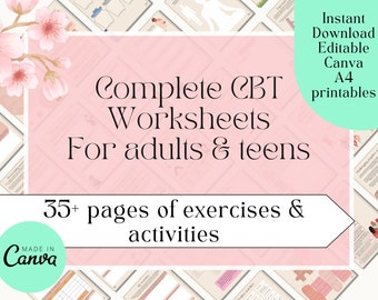 CBT Anxiety Journal Printable Manage Worries Workbook - Etsy