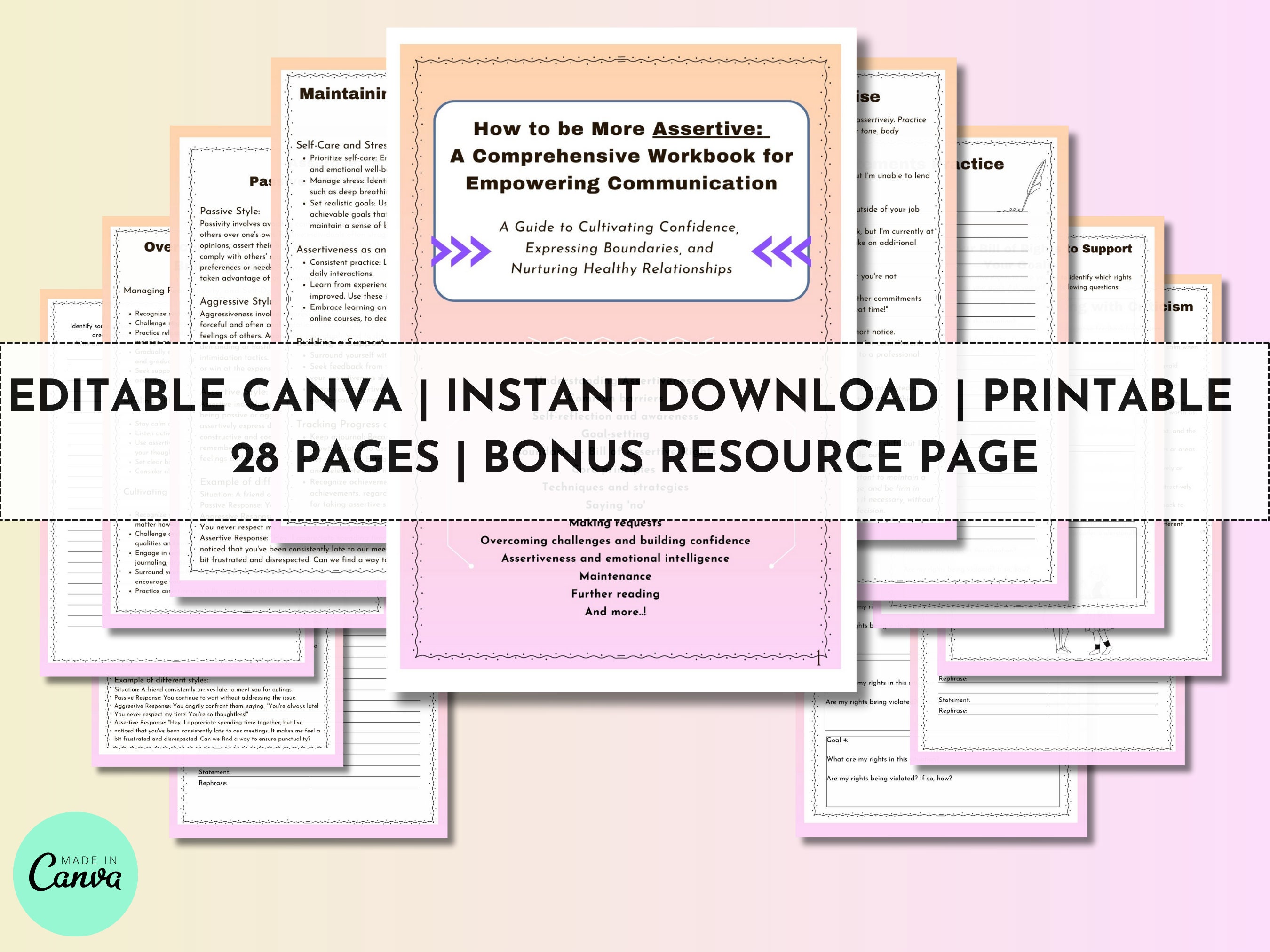 Assertiveness Workbook | Effective Communication, Confidence Building ...