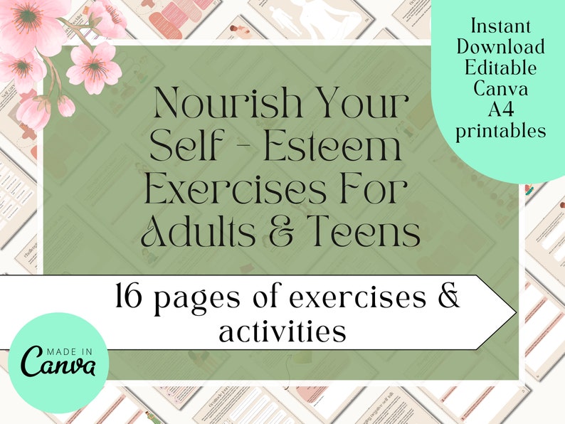 Self Esteem Workbook: Therapy Journal, Positive Affirmations (canva ...