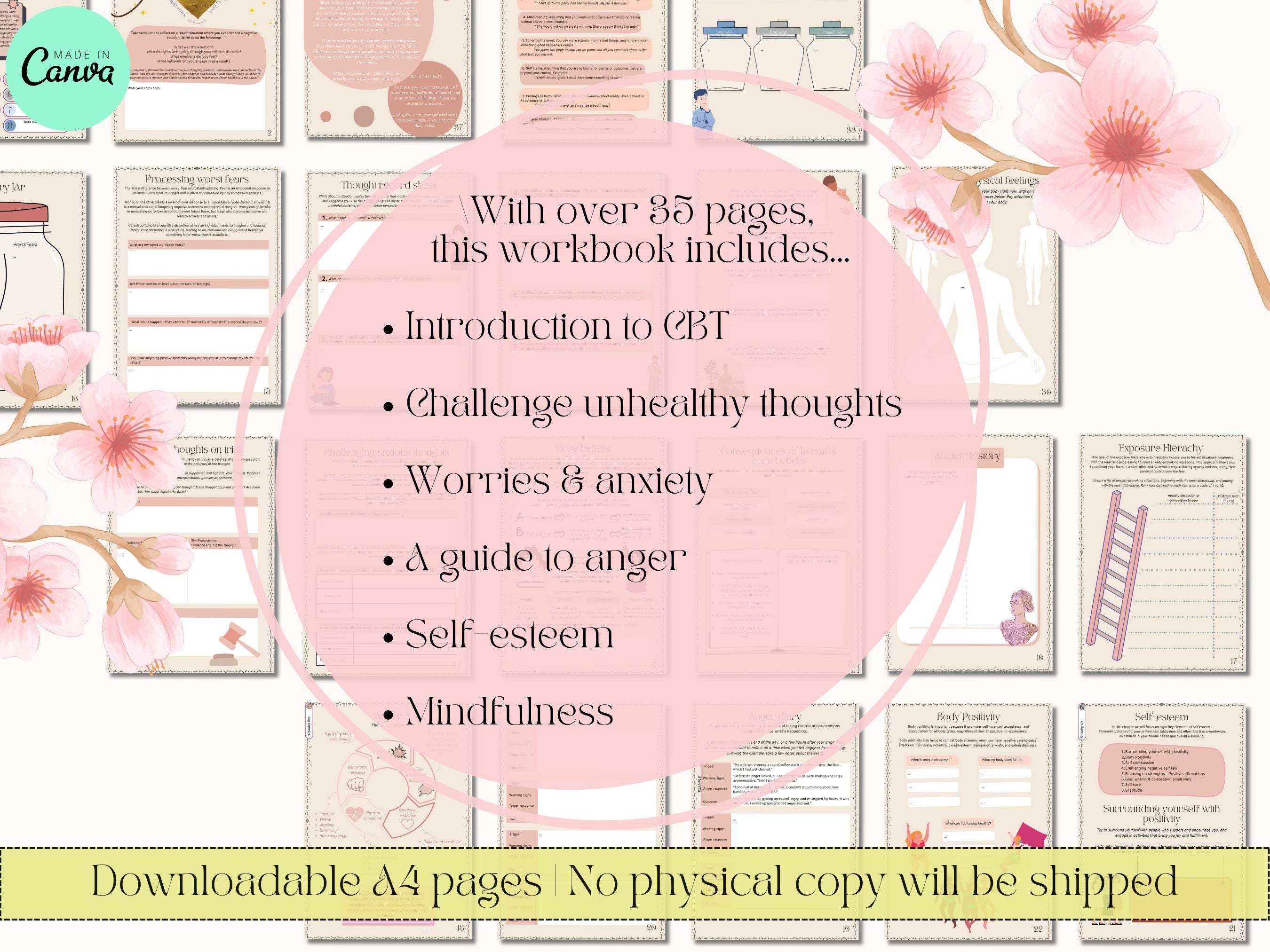 Complete CBT Anxiety Workbook for Adults and Teen Therapy Worksheet ...