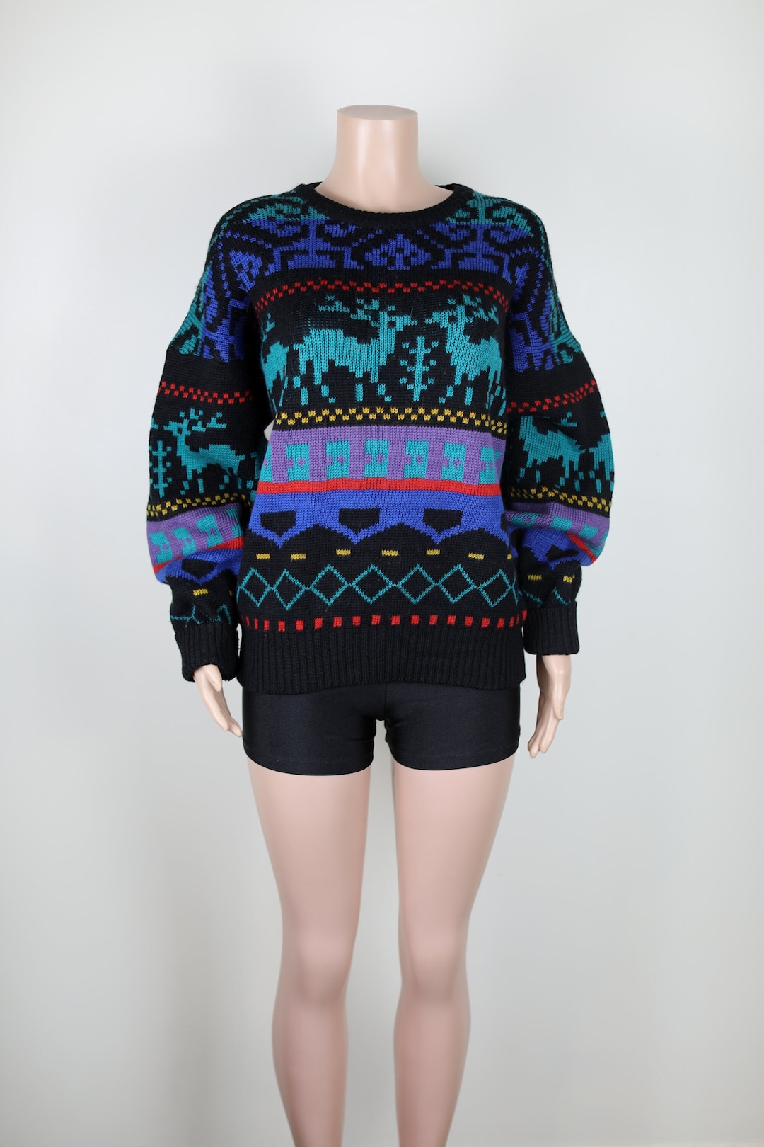 VINTAGE 80s UGLY Winter JUMPER! Vintage Extra Large Reindeer Jumper ...