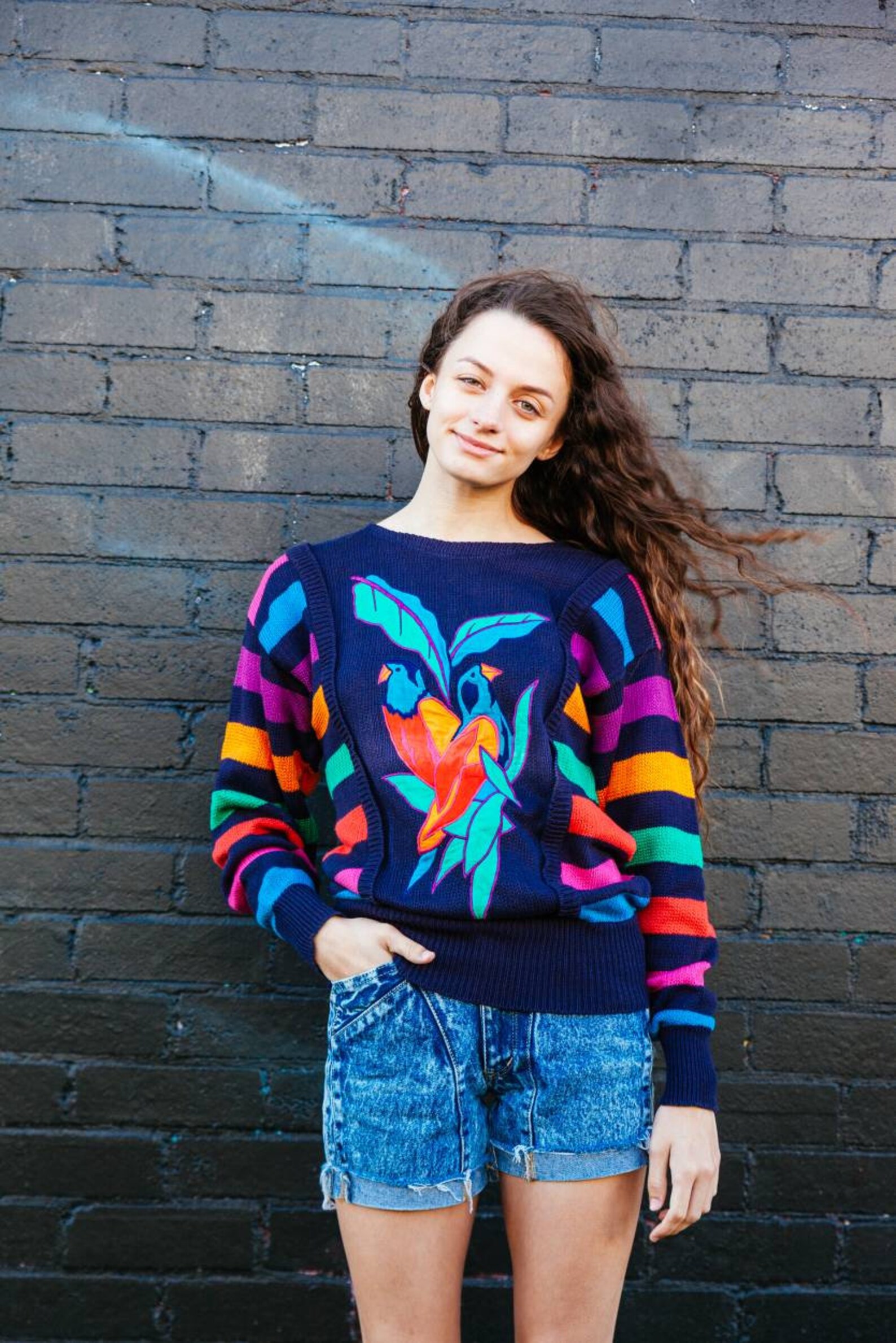 VINTAGE 80s ESCADA JUMPER! 80s Rainbow Lorikeet Knitted Jumper, 80s ...