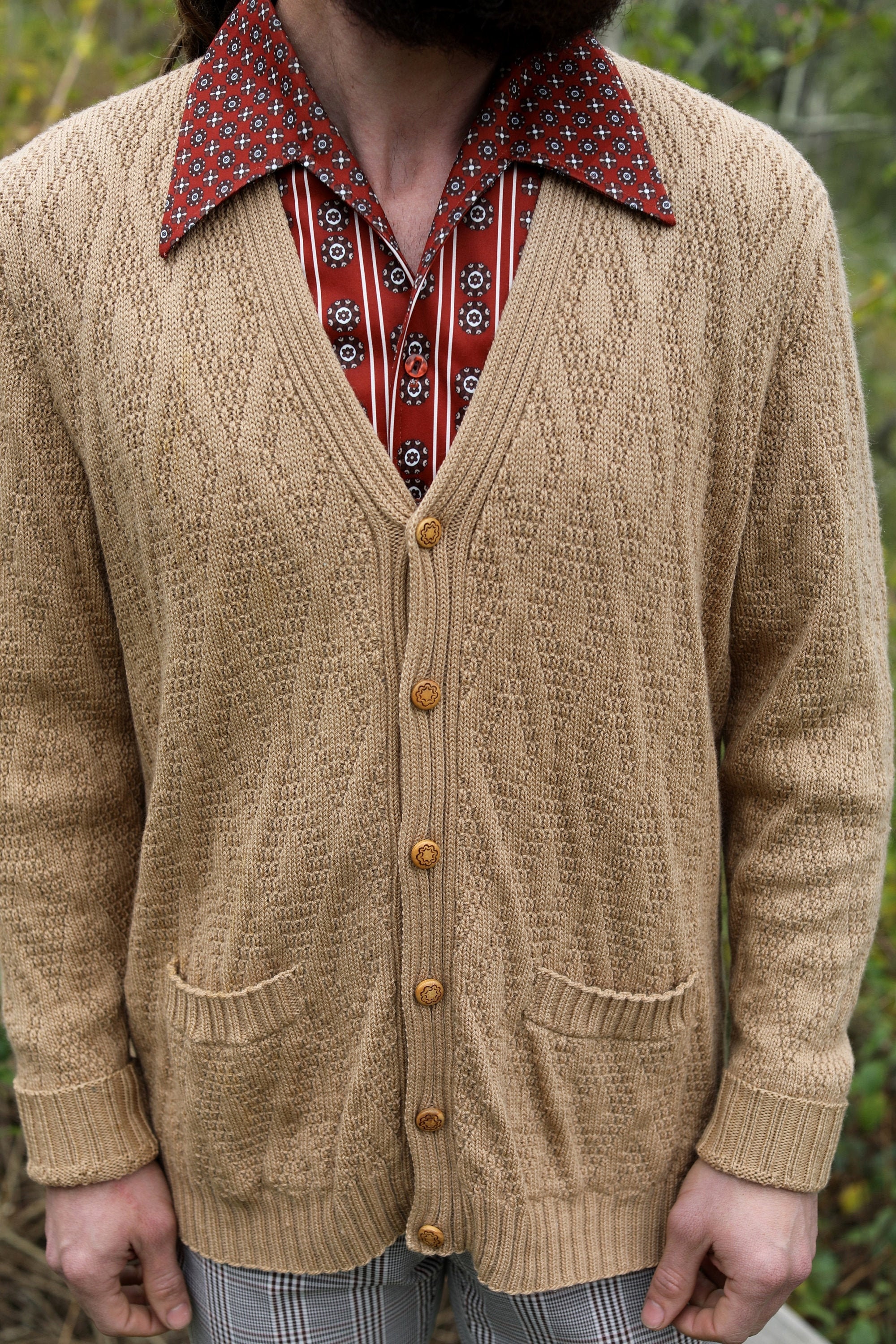 Vintage 70s Dark Academia Chunky Hand Knit, Vintage 70s Chunky Cardigan ...