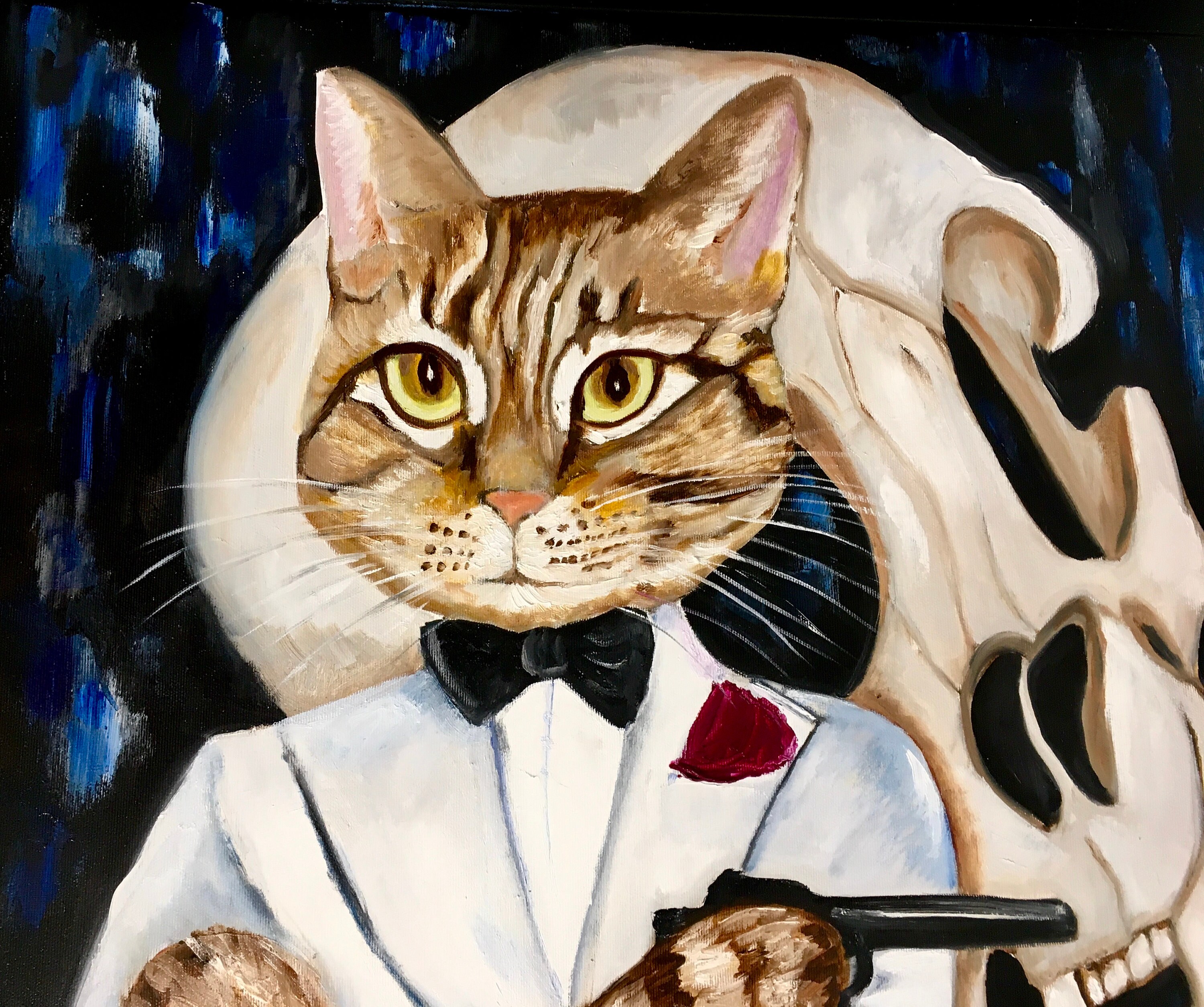 Cat James Bond 007. Spectre, Feline Skull on Background. 61 X 61 X 2 Cm ...
