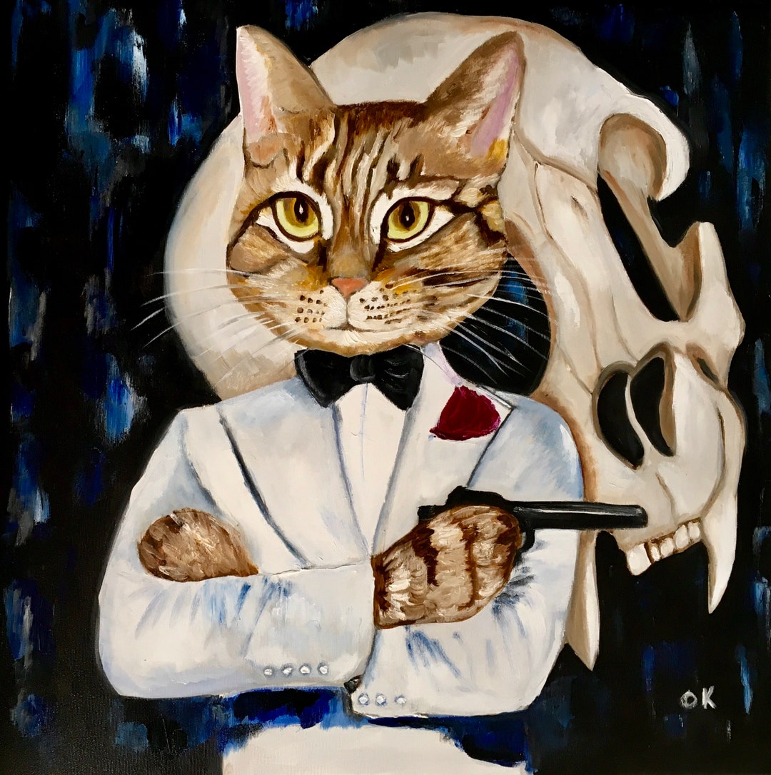Cat James Bond 007. Spectre, Feline Skull on Background. 61 X 61 X 2 Cm ...