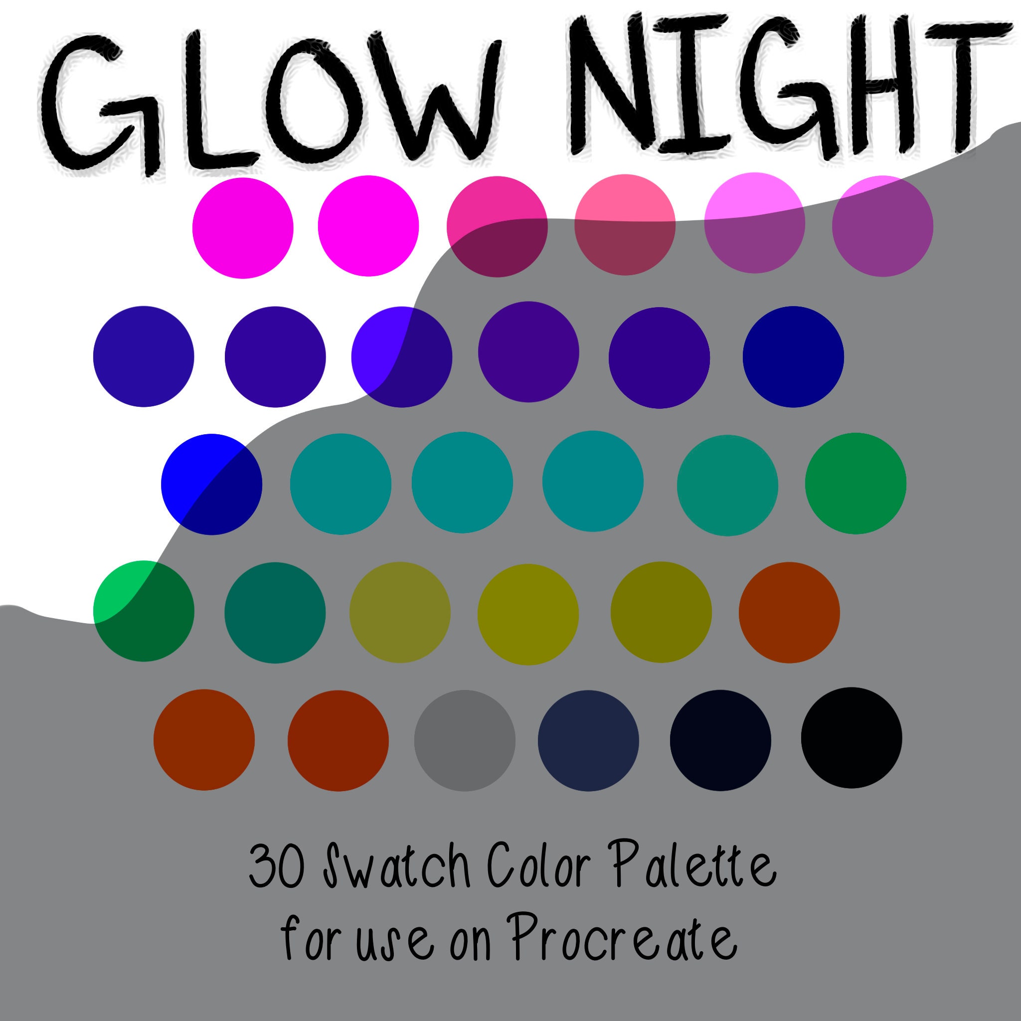 Glow Night Color Palette for Procreate - Etsy