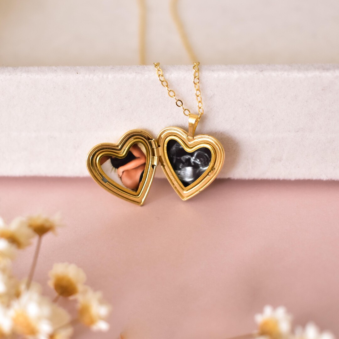 Heart Photo Locket Necklace, Sterling Silver or Gold Filled, Custom ...