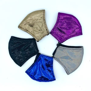 5-pack Sparkly Face Masks / Gold Glitter / Chromatic Masks / - Etsy