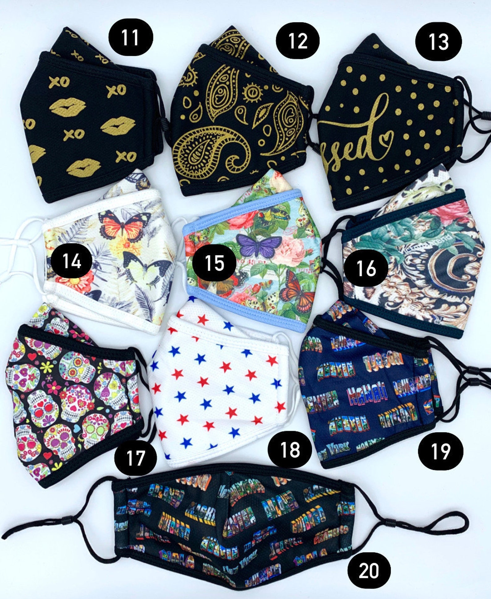 Custom Multi-pack Face Masks Mix & Match Adjustable / Select - Etsy