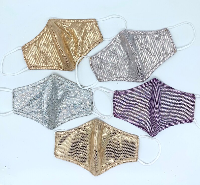 5-pack Sparkly Face Masks / Gold Glitter / Chromatic Masks / | Etsy