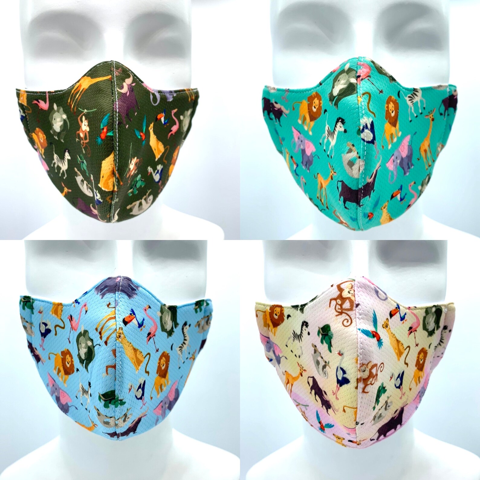 5-pack Safari Animals Face Masks / Kids Fabric Face Mask / | Etsy