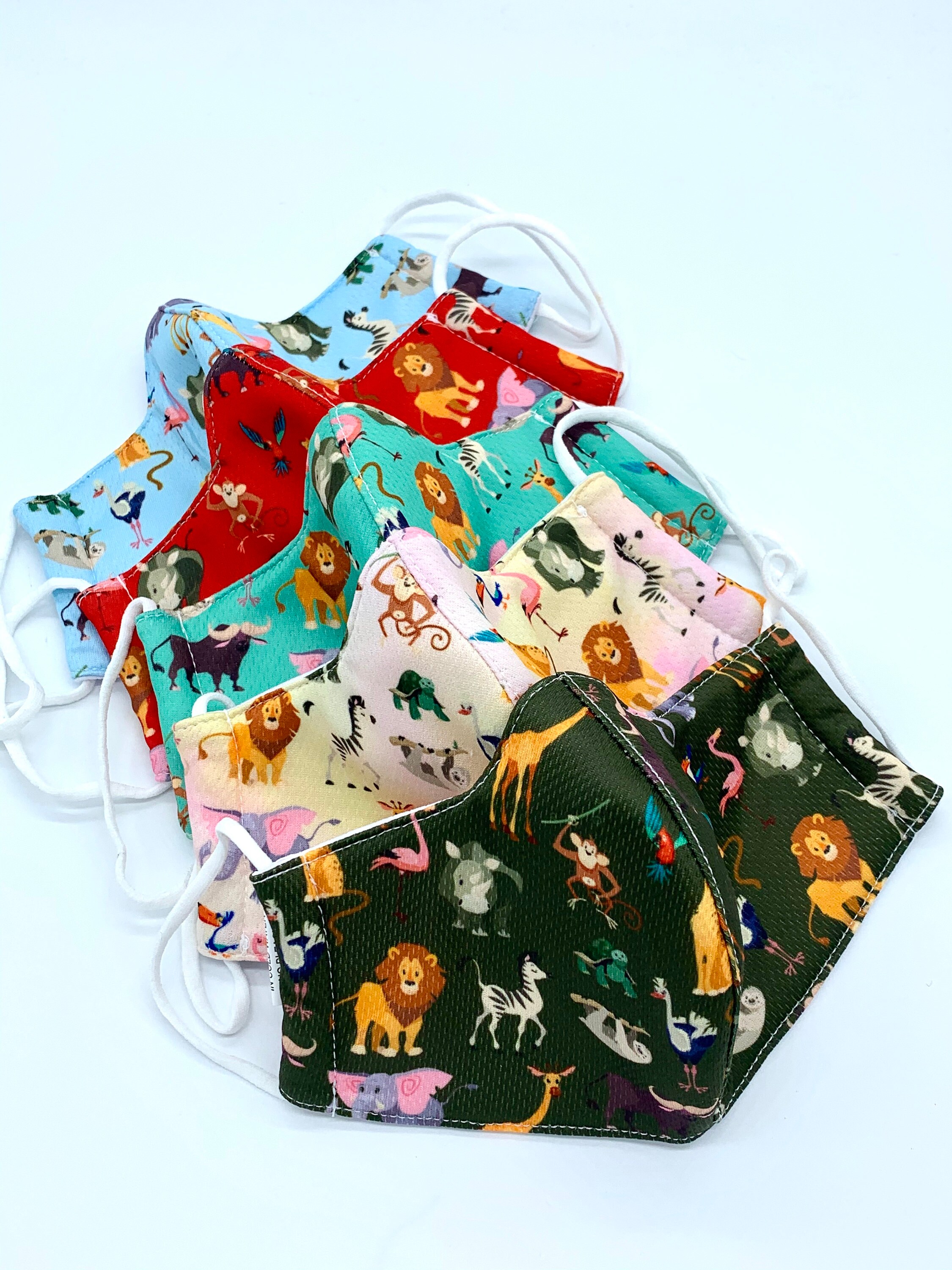 5-pack Safari Animals Face Masks / Kids Fabric Face Mask / | Etsy
