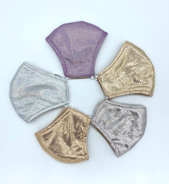 5-pack Sparkly Face Masks / Gold Glitter / Chromatic Masks / | Etsy