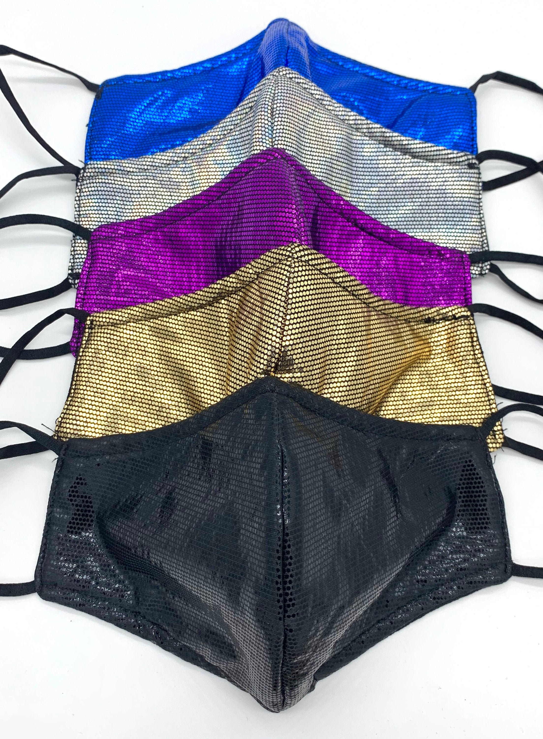 5-pack Sparkly Face Masks / Gold Glitter / Chromatic Masks / - Etsy