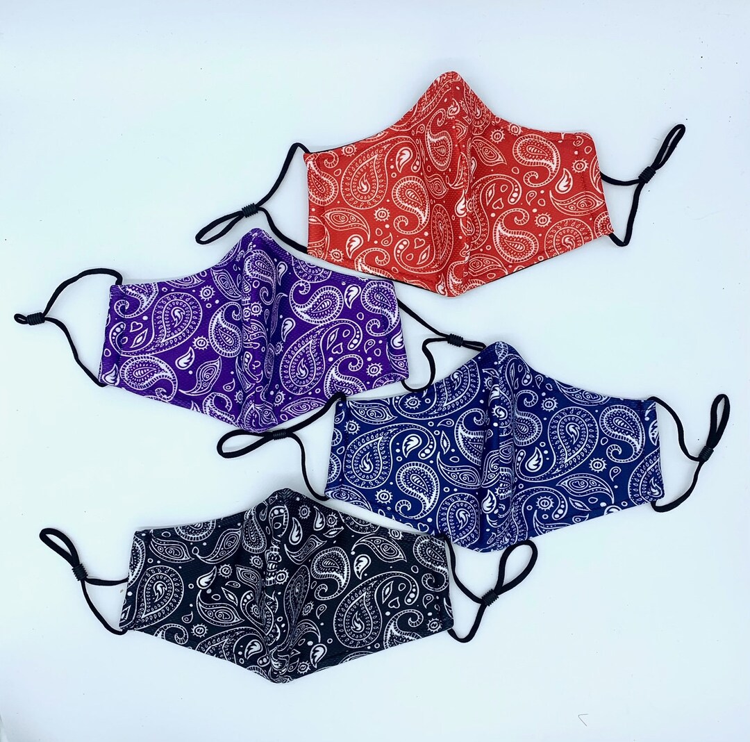 Multipack Paisley Face Masks / Bandana Print / Adjustable Ear Straps ...