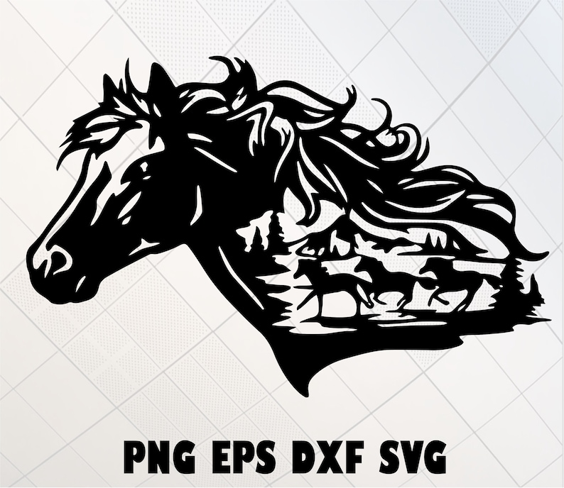 Chevaux sauvages svg cheval svg nature svg mustangs svg - Etsy France