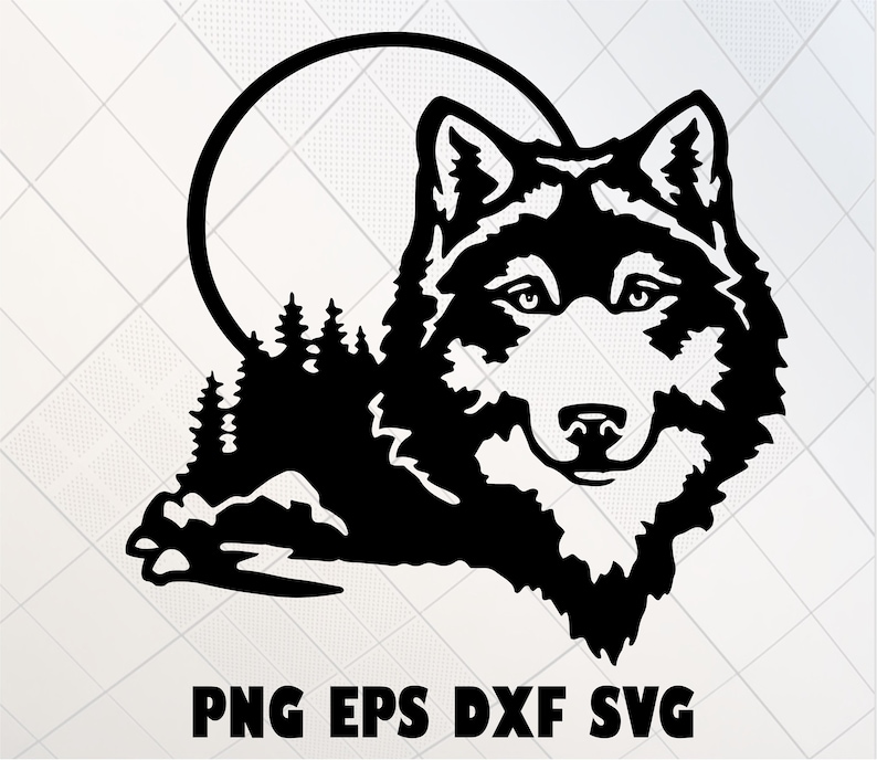 Loup svg lune svg nature svg svg forêt prédateur svg - Etsy France
