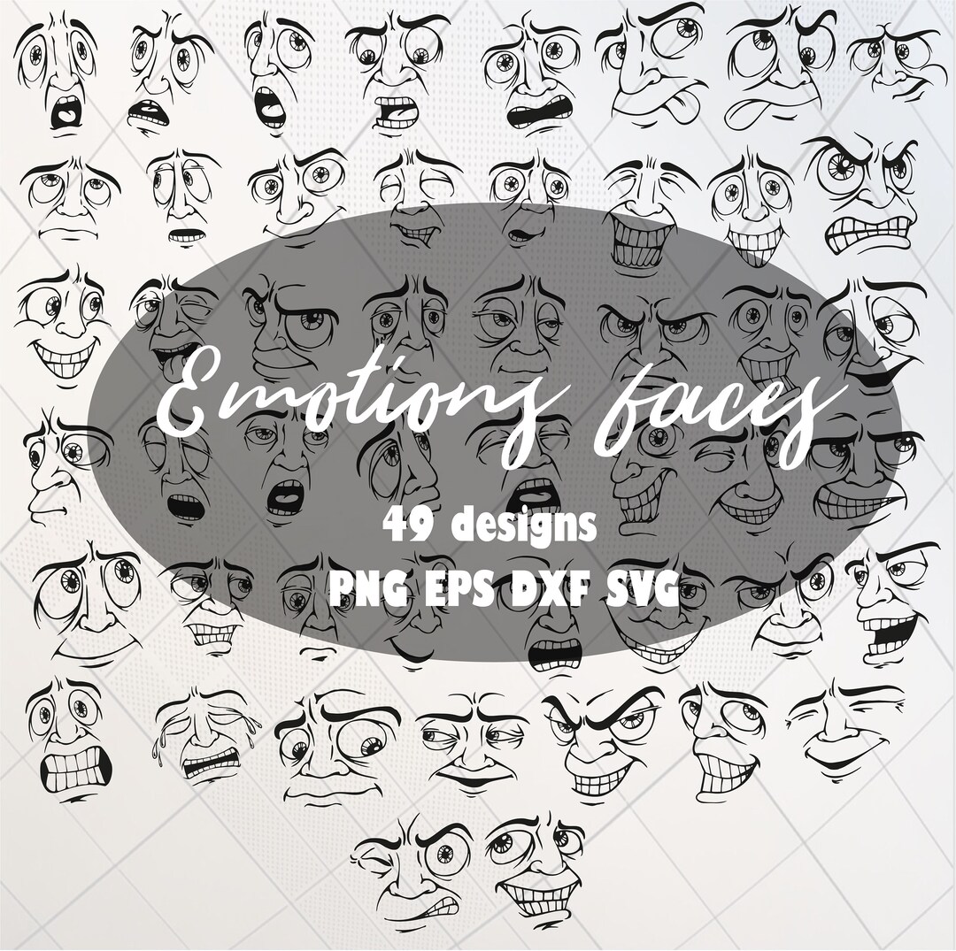 Cartoon faces svg, emotions faces svg, emotion svg, faces svg, emoji ...