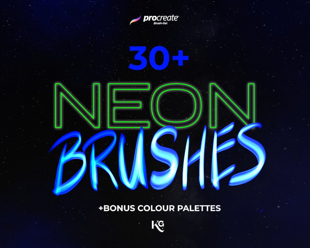 30 Procreate Neon Brushes and Swatches - Etsy