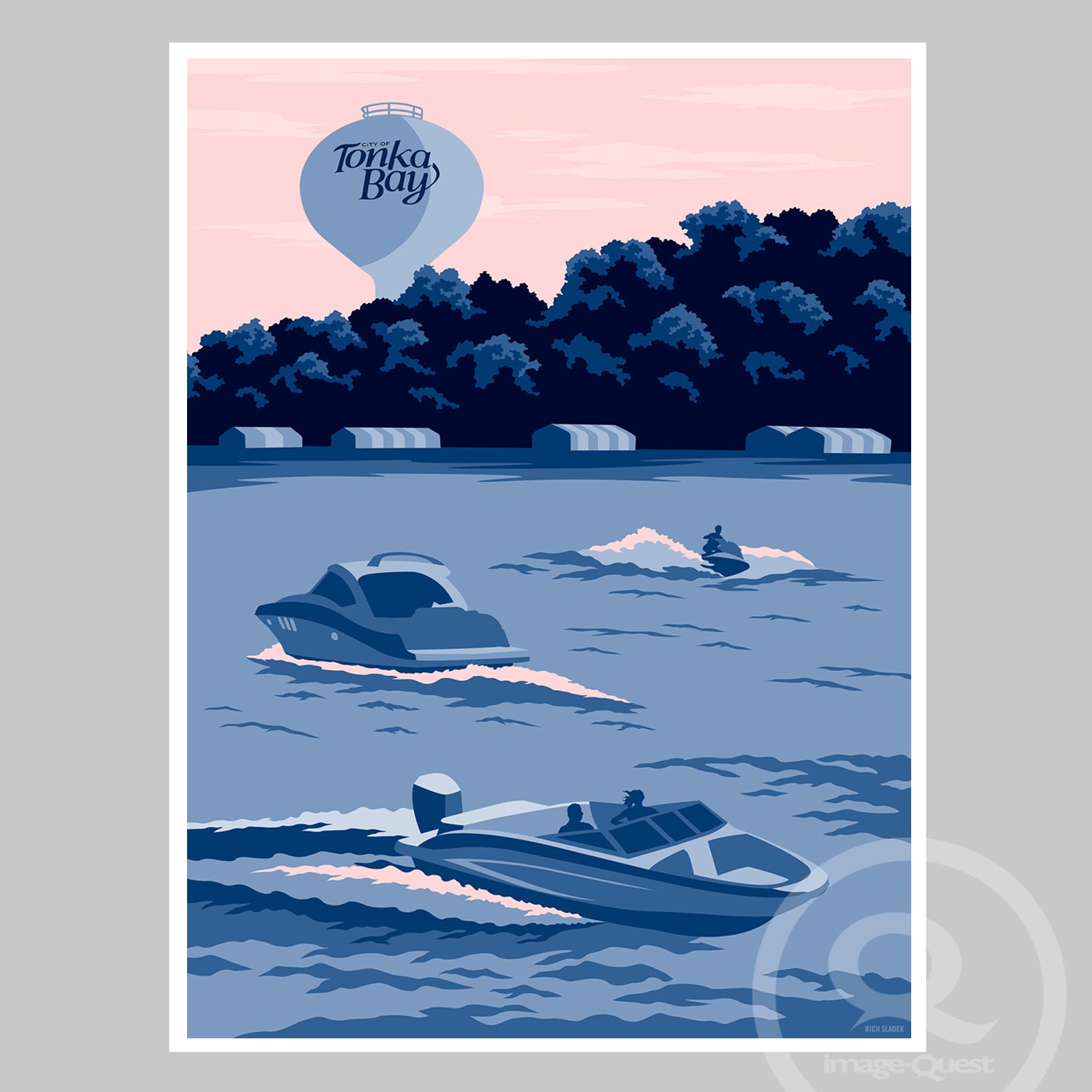 Tonka Bay, Lake Minnetonka Boating Poster by Rich Sladek (frame Not ...