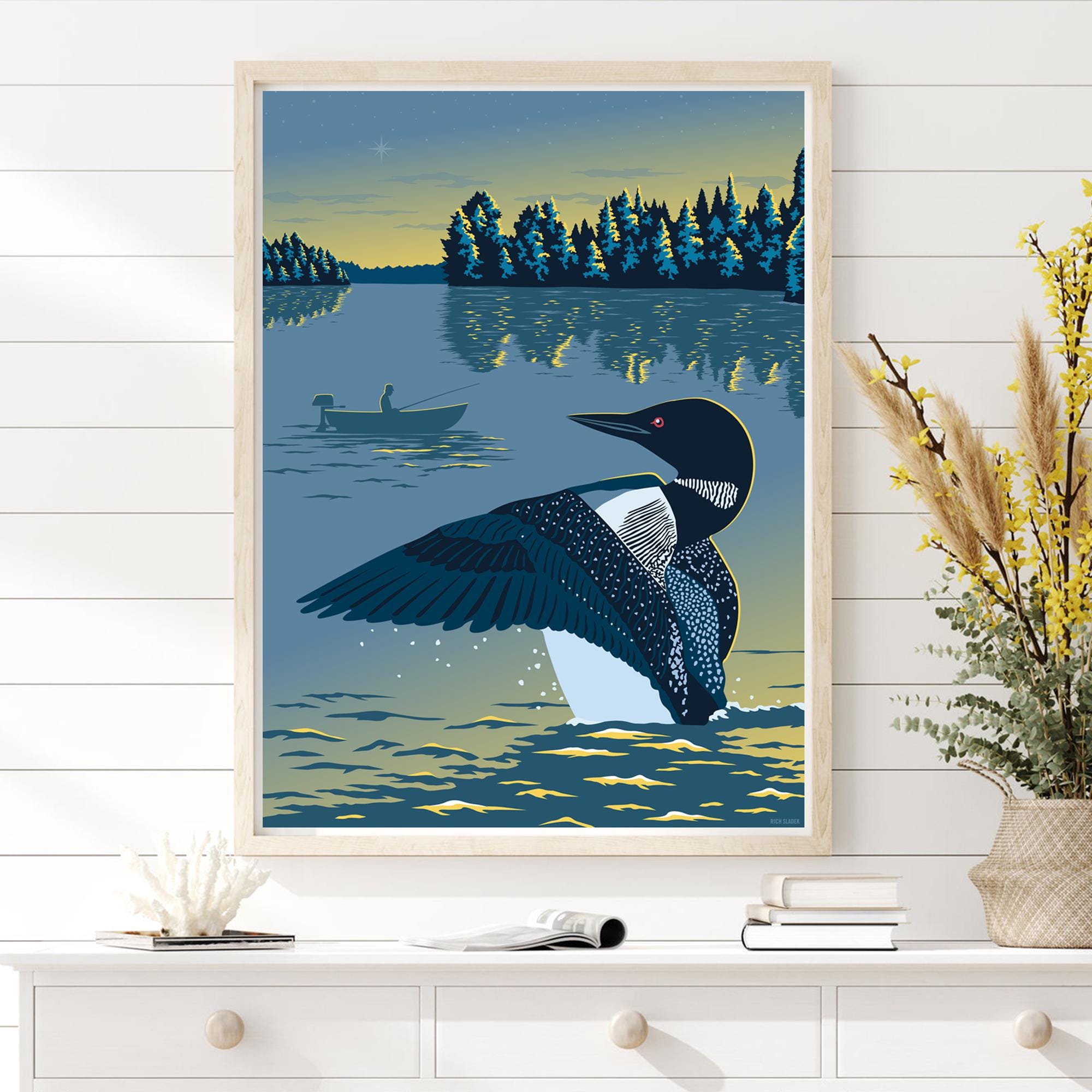 Sunset Loon | Common Loon | Vintage Loon Art | Minnesota Poster by Rich ...