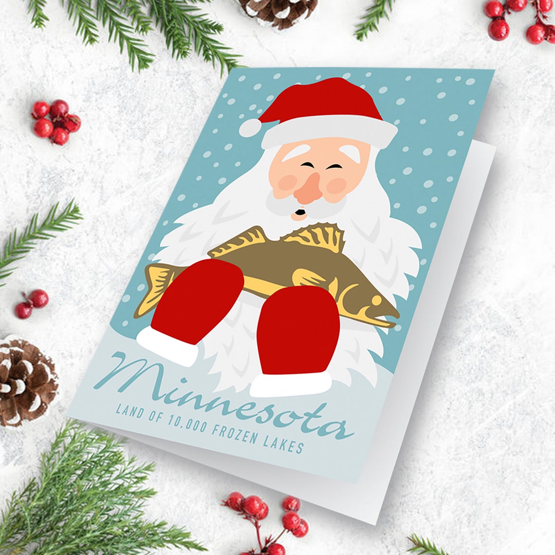 Santa's Big Catch - Minnesota, Walleye Christmas Card by Rich Sladek - Etsy