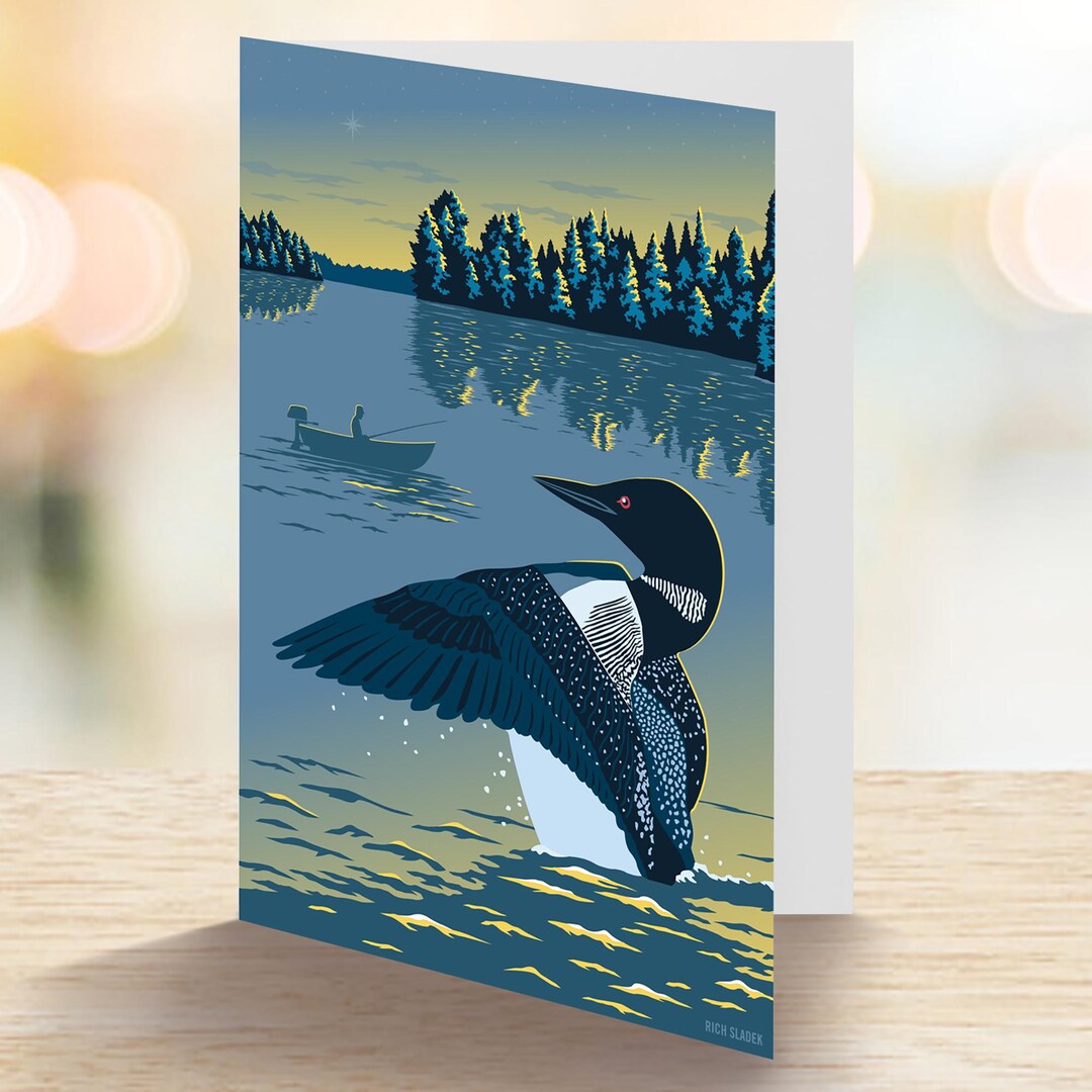 Sunset Loon | Minnesota State Bird Art Greeting Card - Etsy