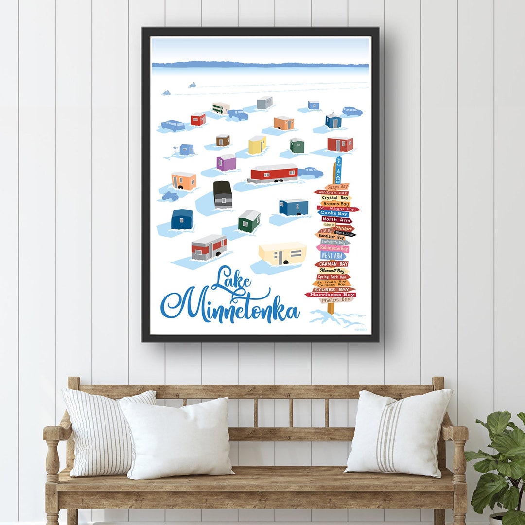 Fish Houses, Lake Minnetonka Poster by Rich Sladek (frame Not Included ...