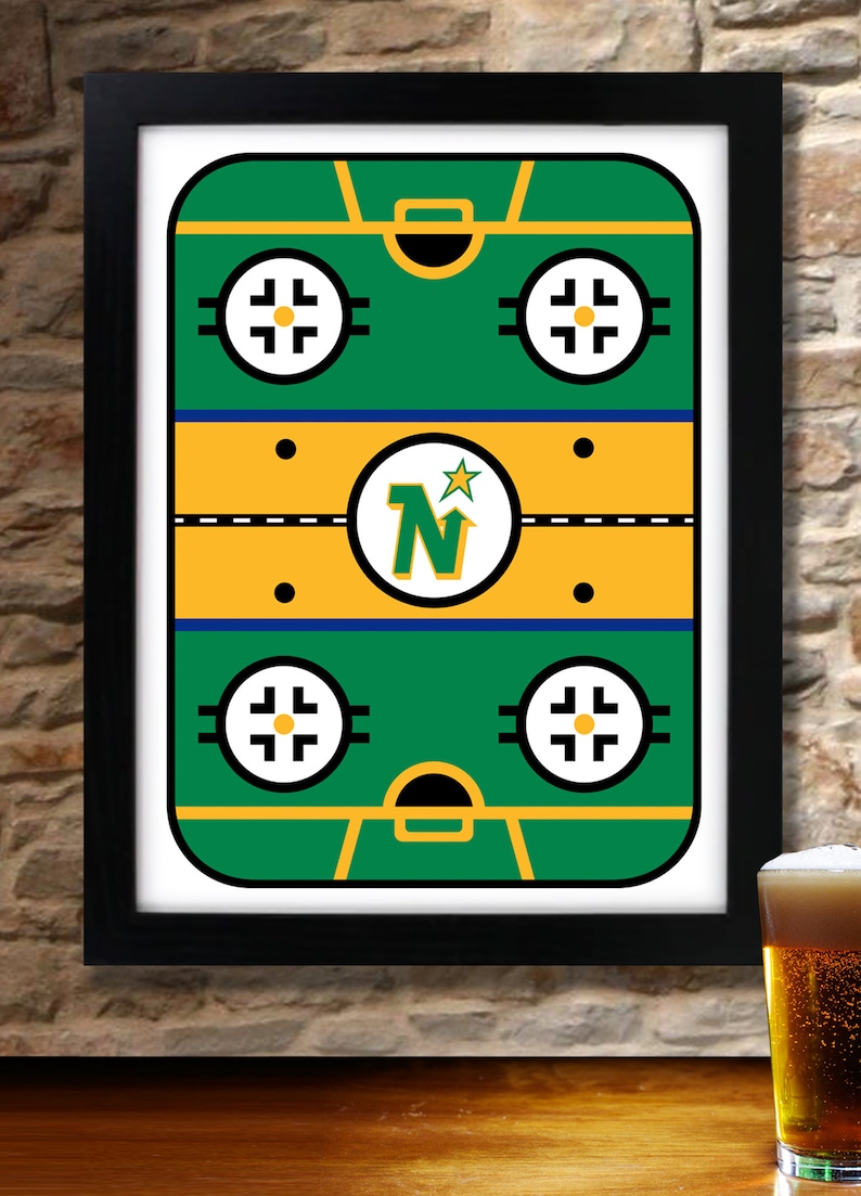 Minnesota North Stars Retro Rink Poster by Rich Sladek (frame Not ...