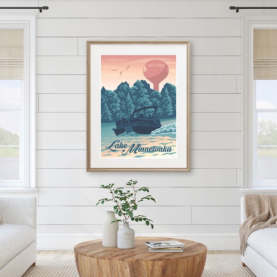 Lake Minnetonka Pontoon Mound Poster by Rich Sladek frame - Etsy