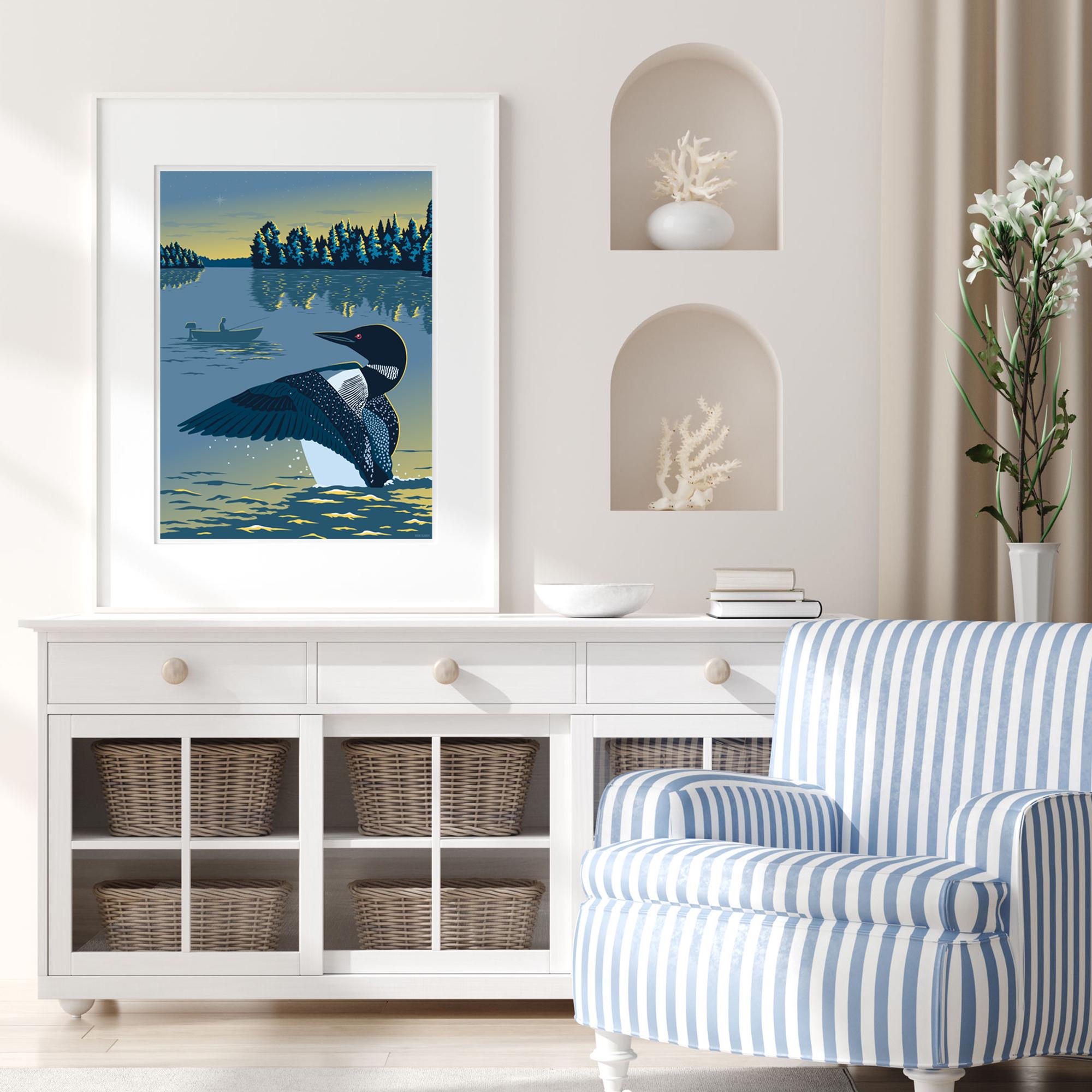 Sunset Loon | Common Loon | Vintage Loon Art | Minnesota Poster by Rich ...