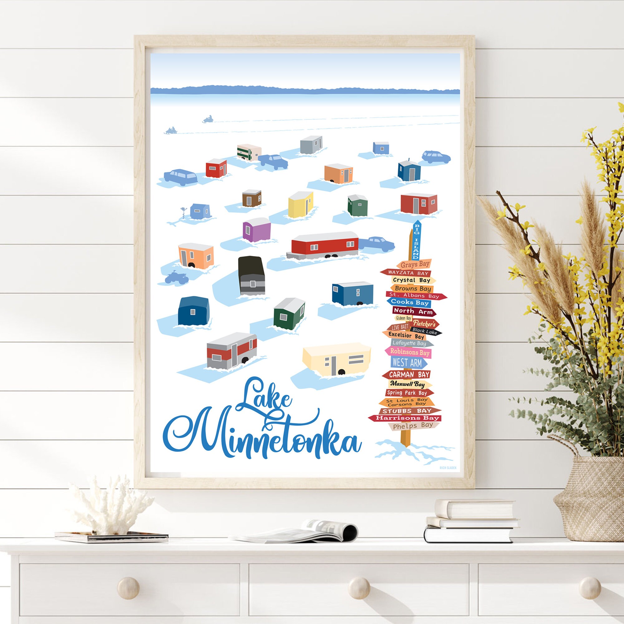 Fish Houses, Lake Minnetonka Poster by Rich Sladek (frame Not Included ...