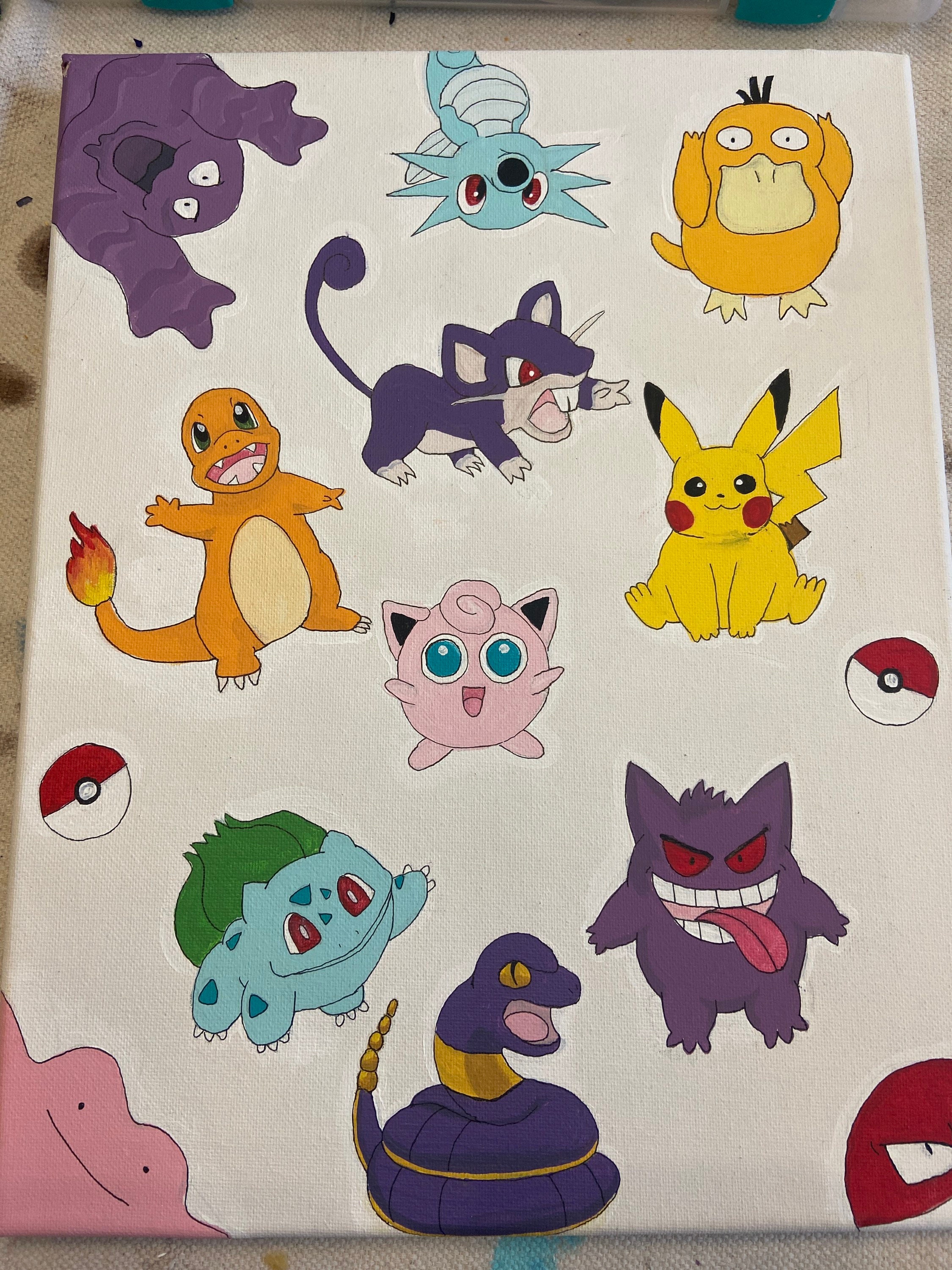 Cute Pokémon Painting, Generation 1 - Etsy