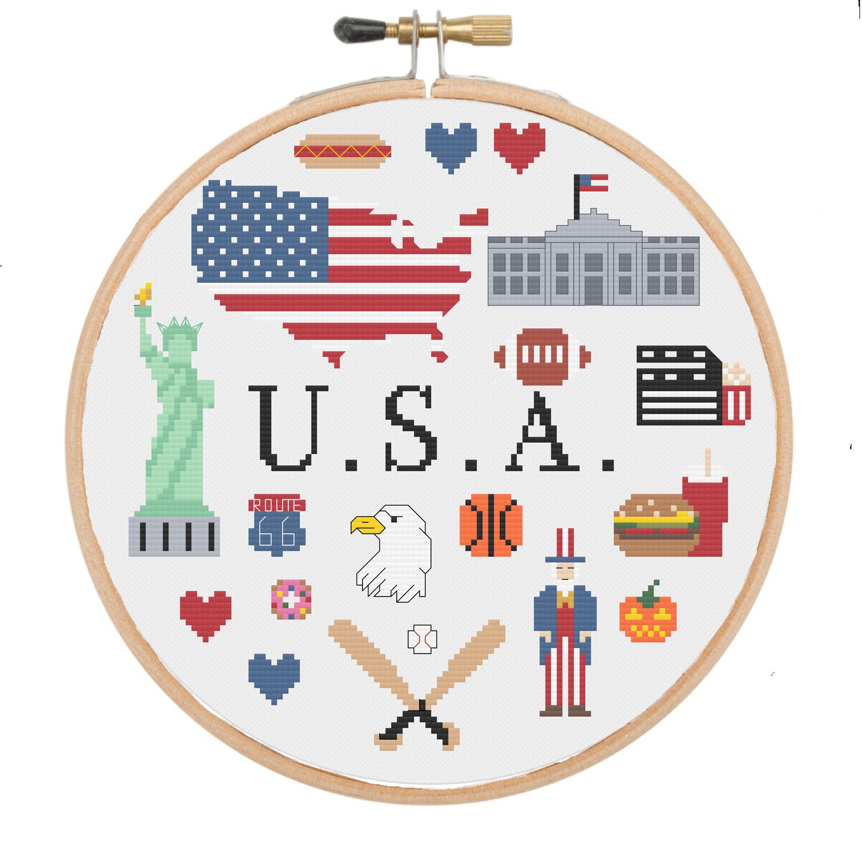 World Countries Cross Stitch PDF Pattern, USA Icons, Travel - Etsy