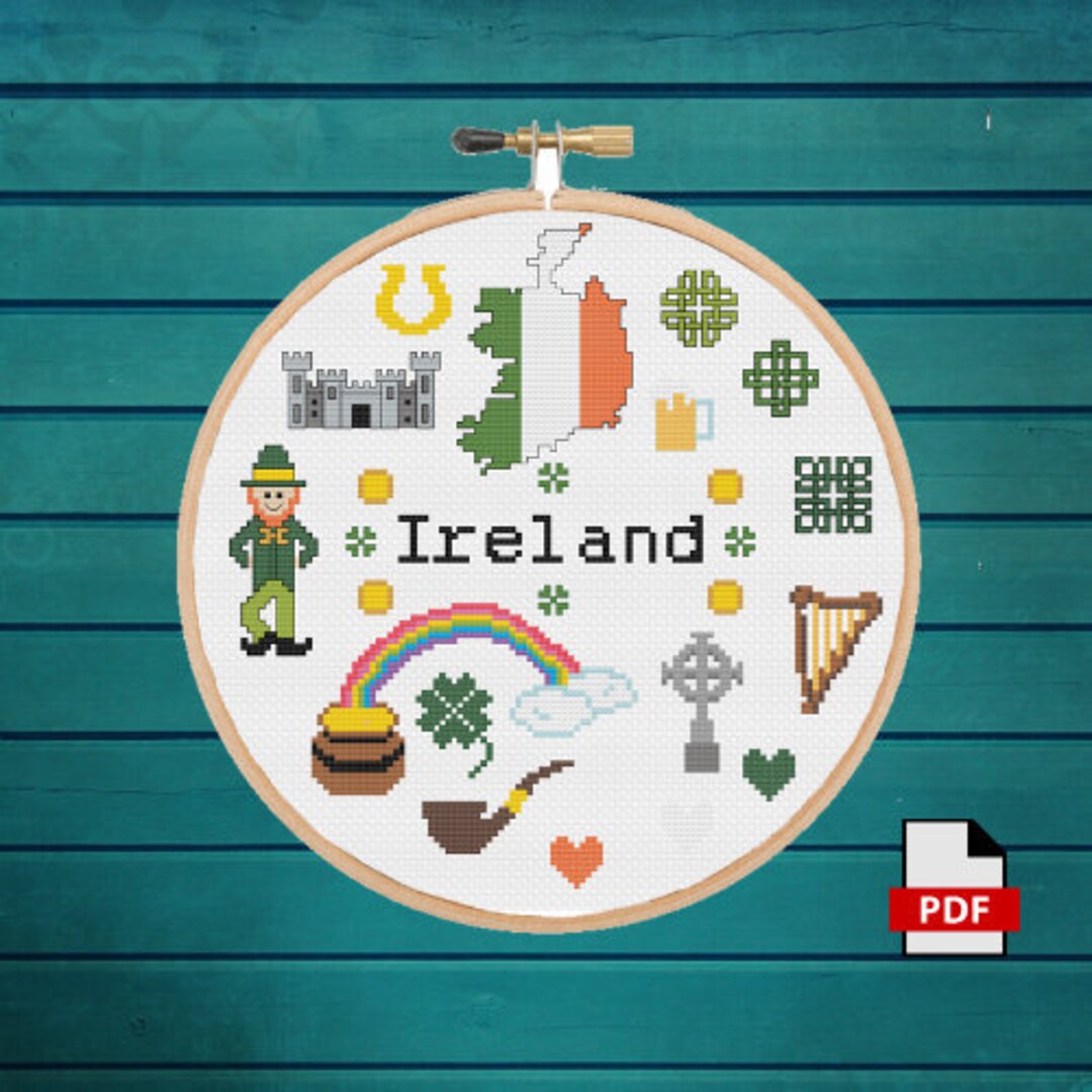 World Countries Cross Stitch PDF Pattern, Ireland Icons - Etsy