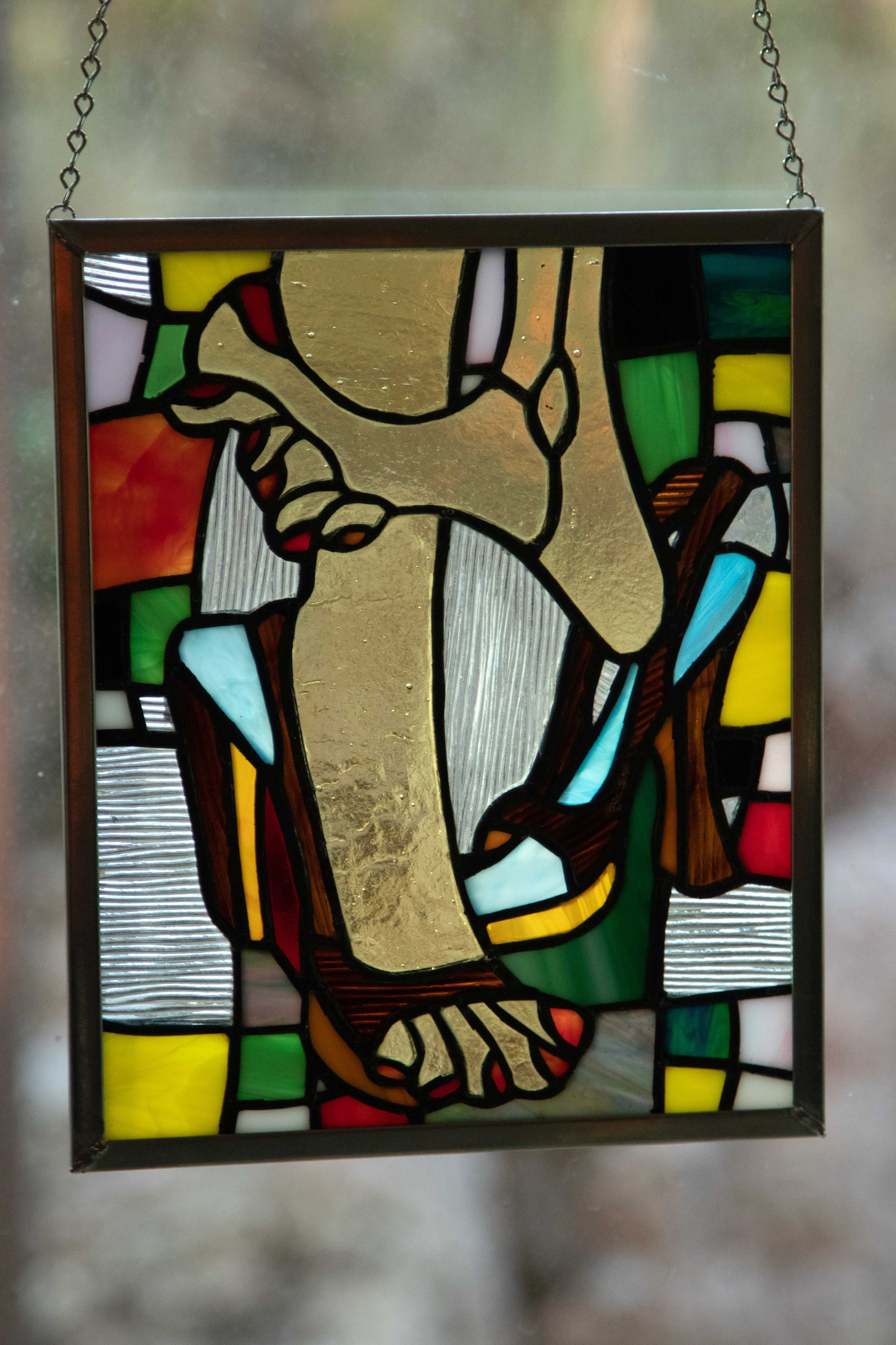 Happy Feet Cubist Stained Glass Panel - Etsy