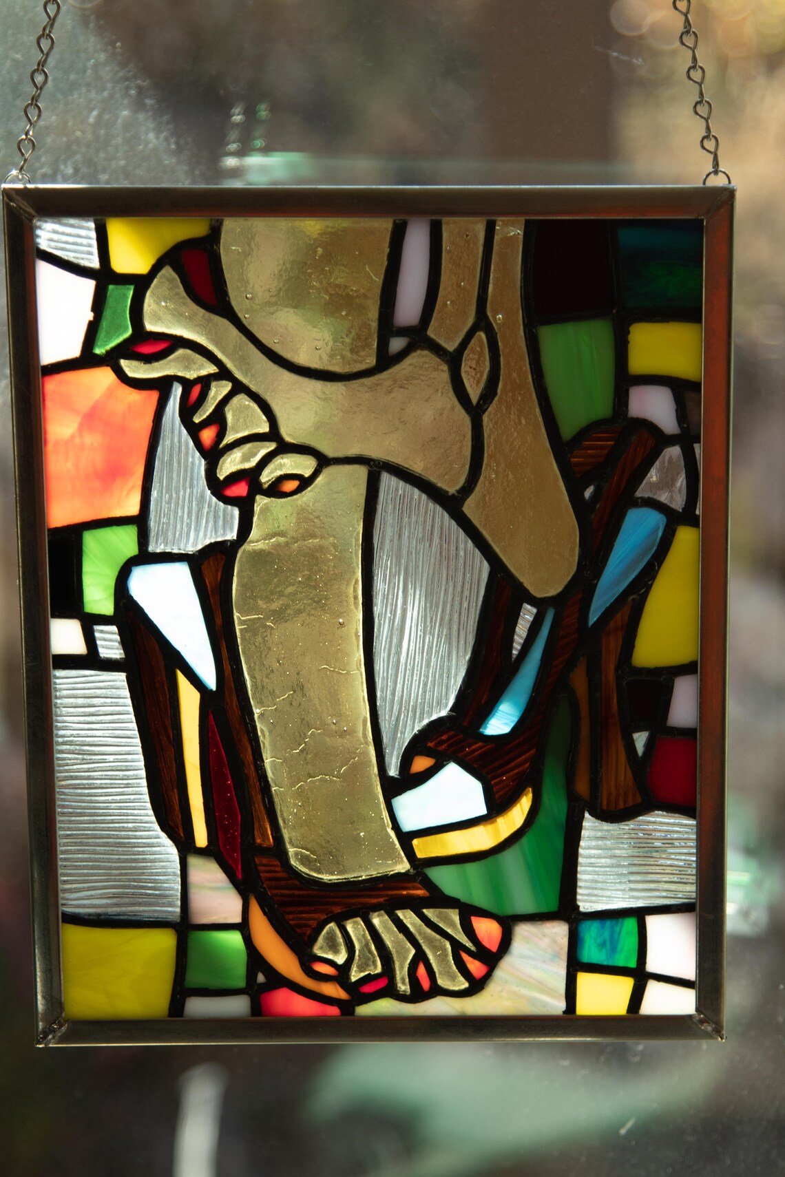 Happy Feet Cubist Stained Glass Panel - Etsy