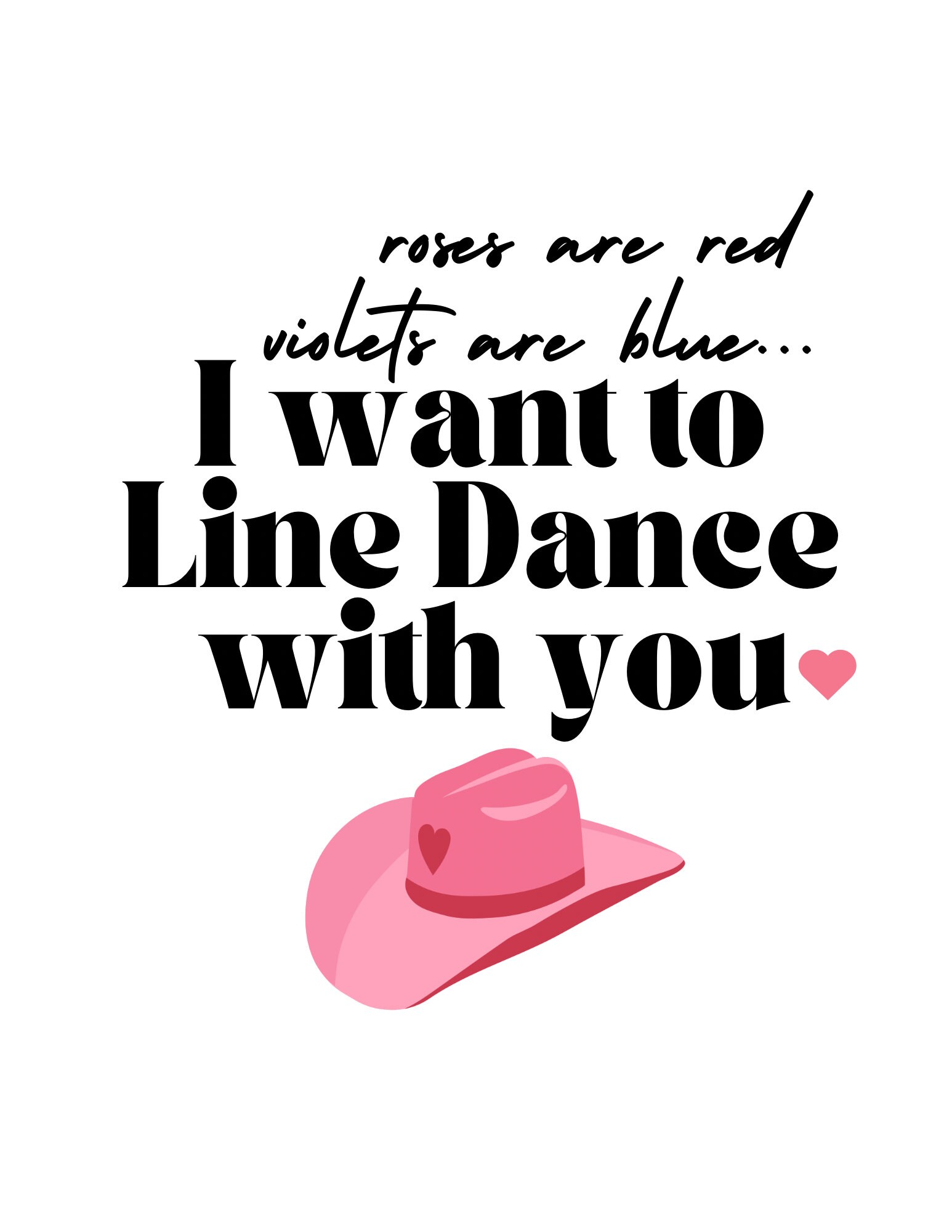 Line Dance Digital Download Valentines Day Card, Line Dance Valentines ...