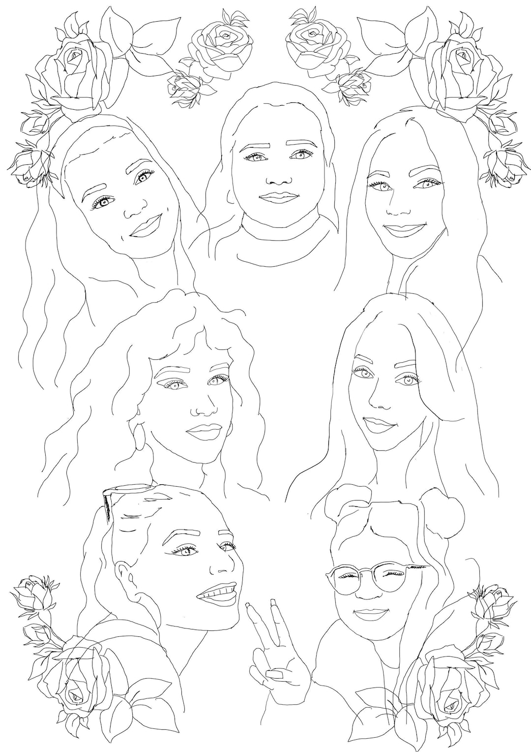 Custom Group Illustration, Single Line, Photo Illustration, Custom Gift ...