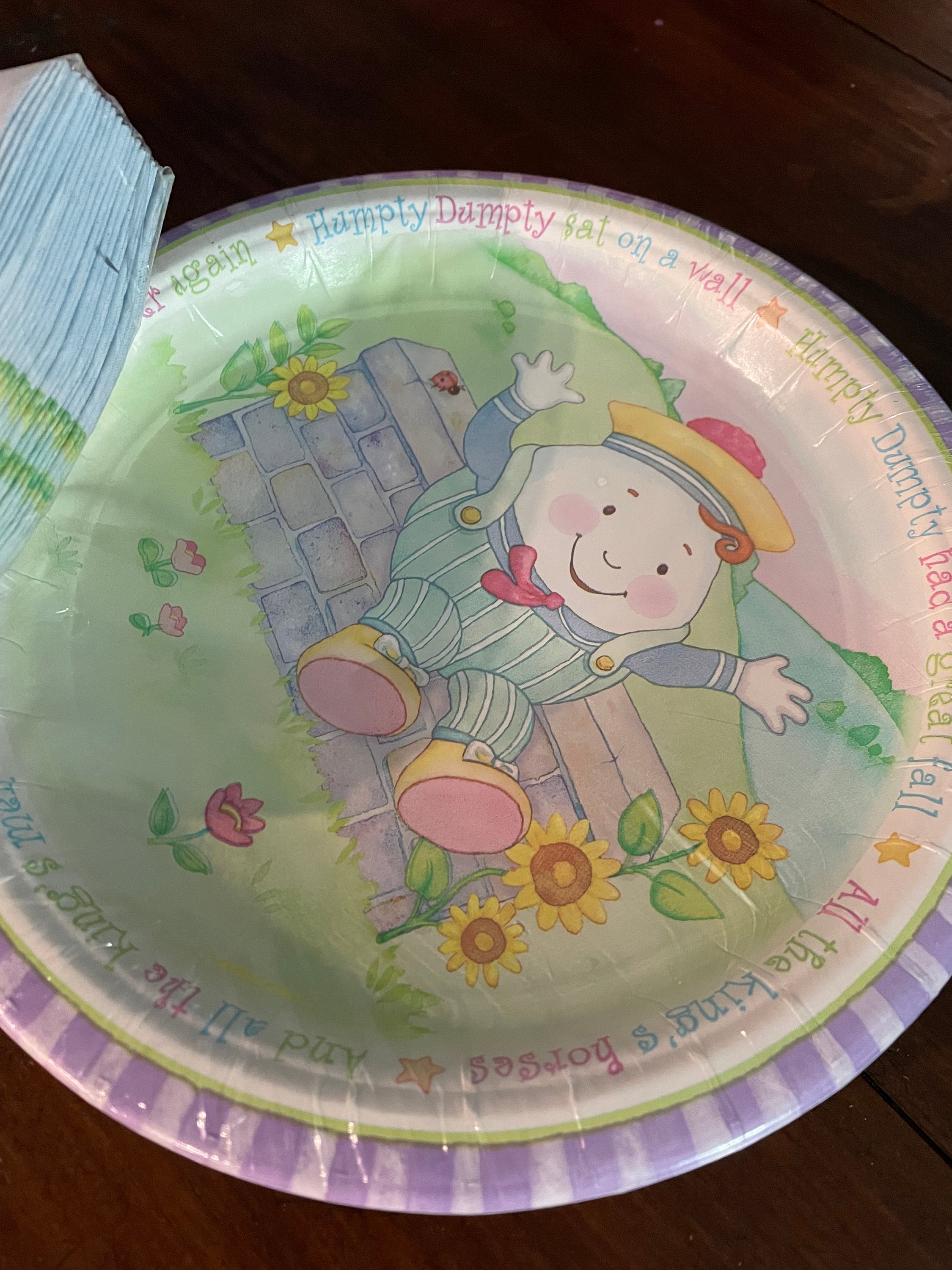 Humpty Dumpty Paper Plates and Napkins Amscan Nursery Rhymes - Etsy