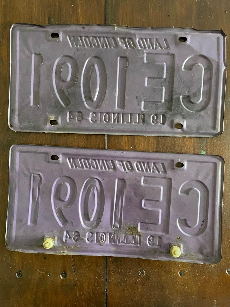 1964 Illinois State License Plates, Set of 2 Illinois Plates, Car ...