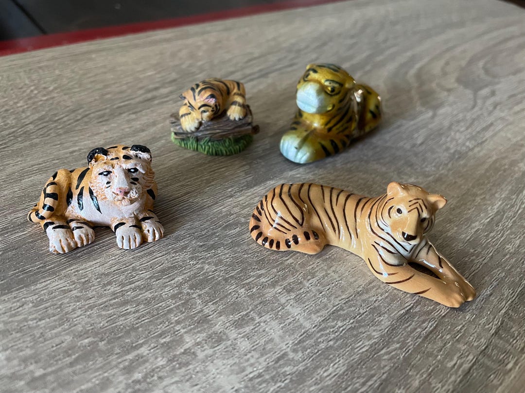 Miniature Tiger Figurine Set, Animal Collectibles, Set of 4 - Etsy