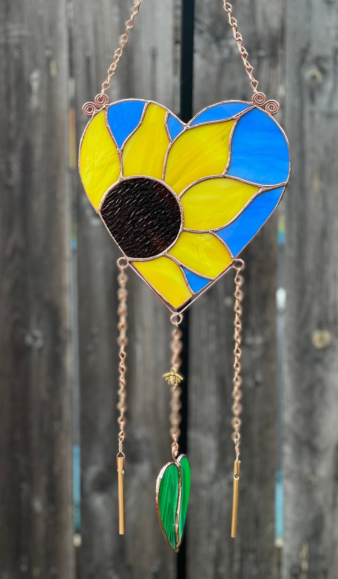 Stained Glass Sunflower Wind Chime - Etsy