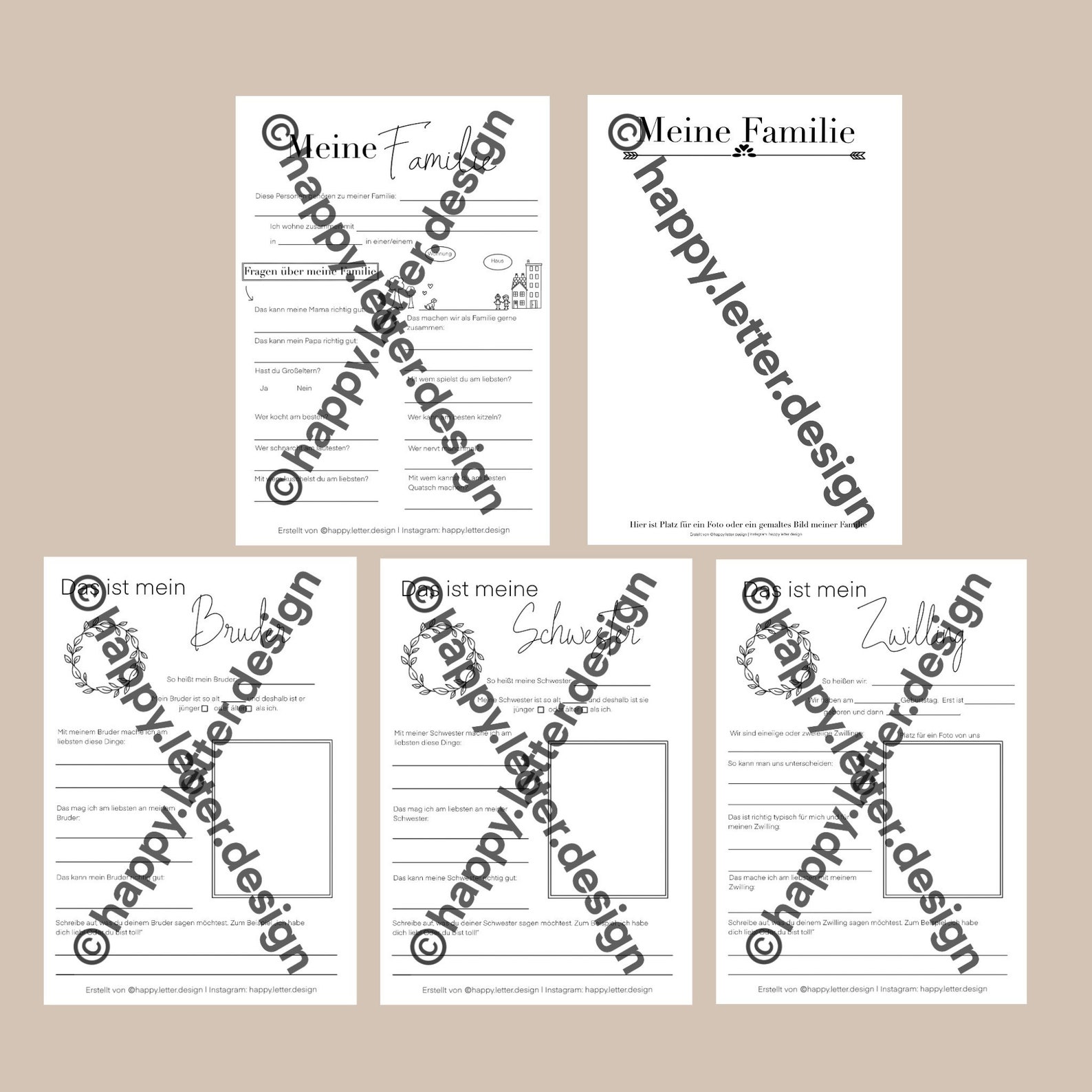 Meine Familie Teil 1 Portfolio Vorlagen Kindergarten Kita | Etsy