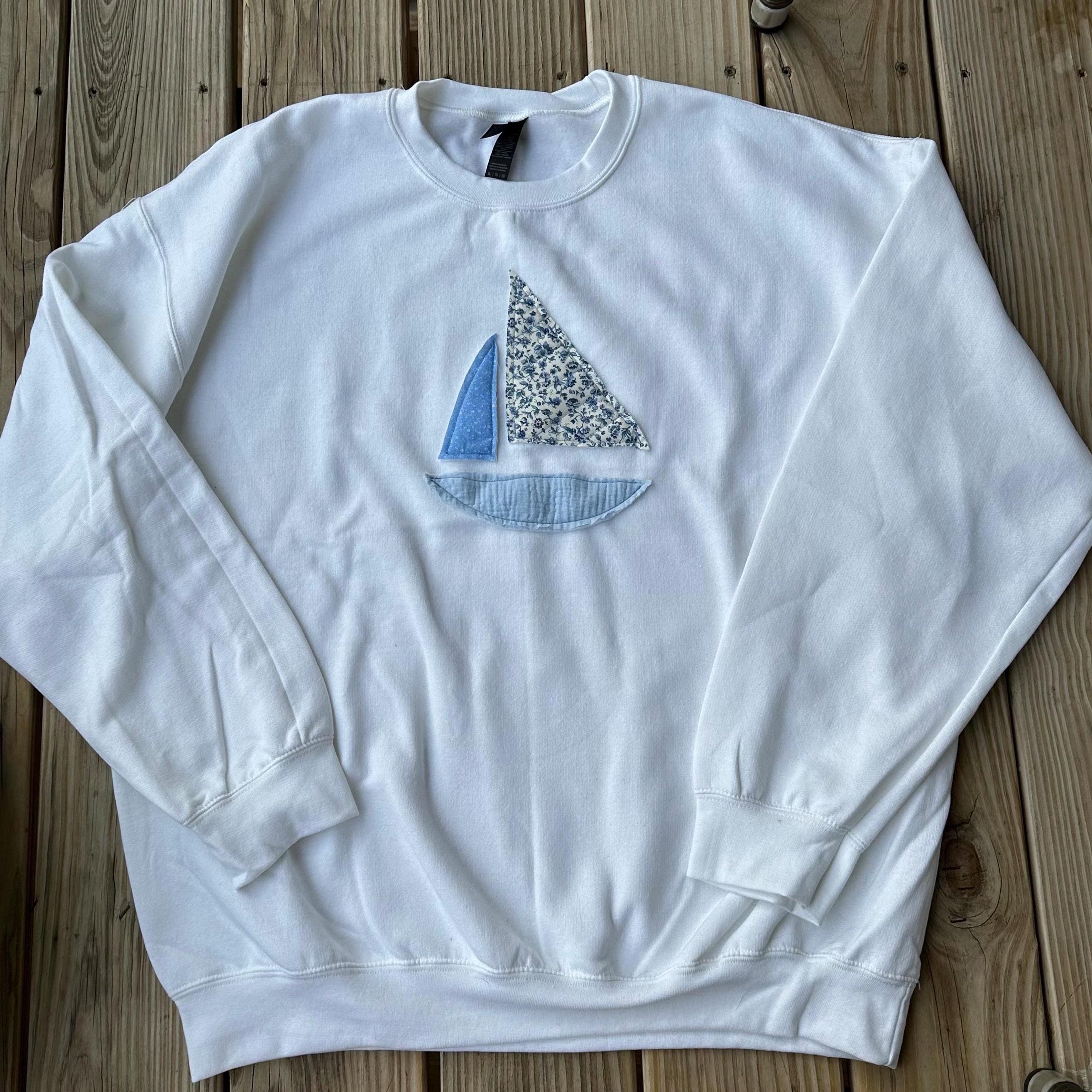 Patchwork Sailboat Gildan Crewneck Sweatshirt - Etsy